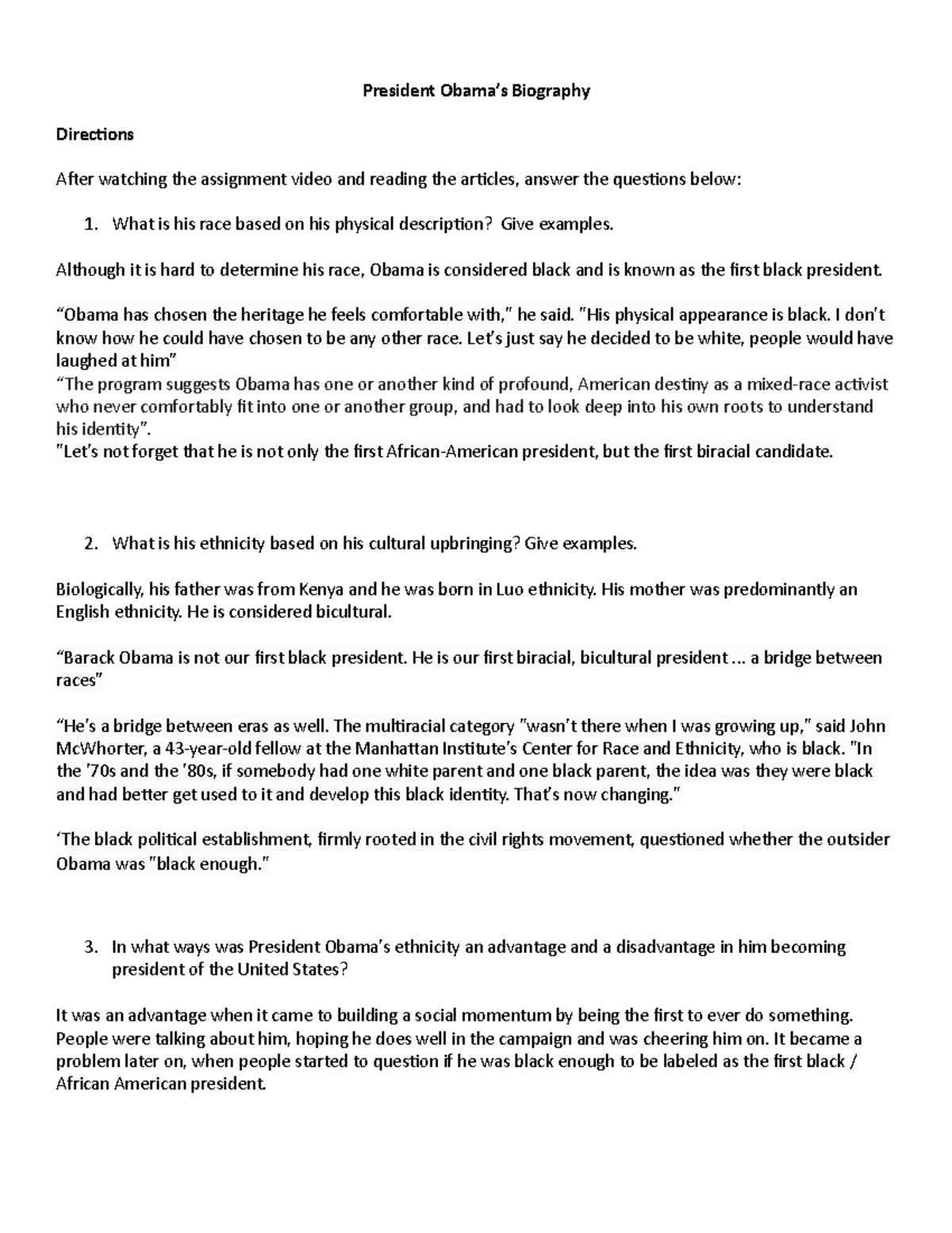 WCC President Obamas Biography ADA - President Obama’s Biography ...