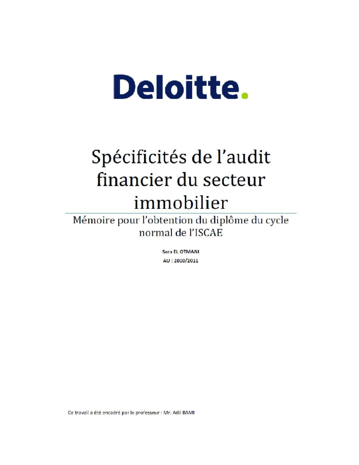 Specificites de l'Audit Financier du secteur immobilier cabinet ...