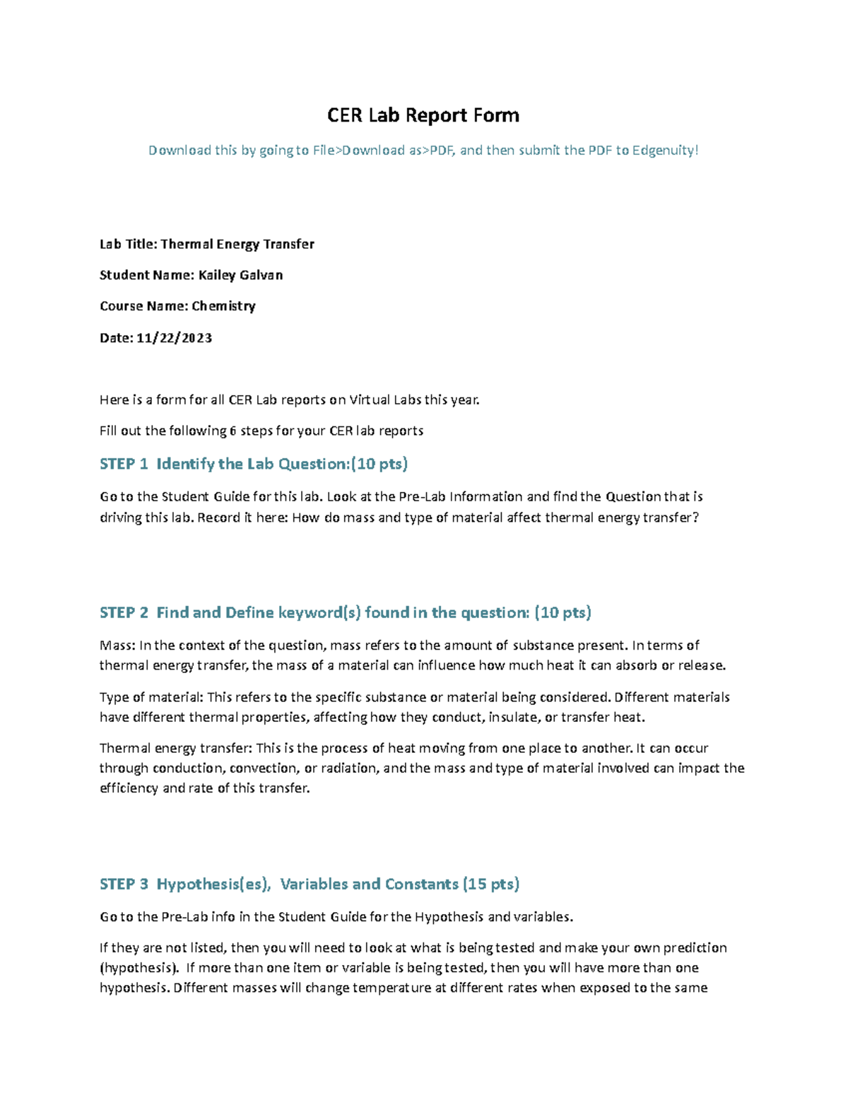 Copy of CER Lab Report Template (14) - CER Lab Report Form Download ...