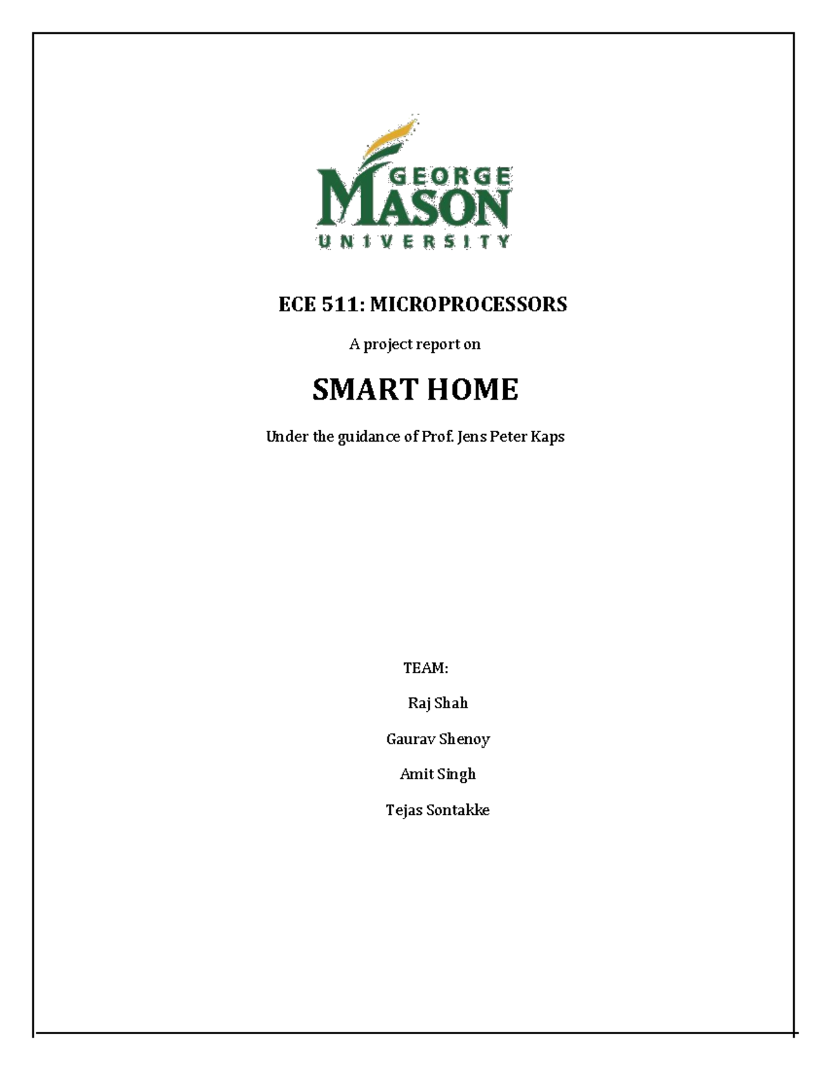323813716 A project report on Smart HOME - ECE 511: MICROPROCESSORS A project report on SMART ...