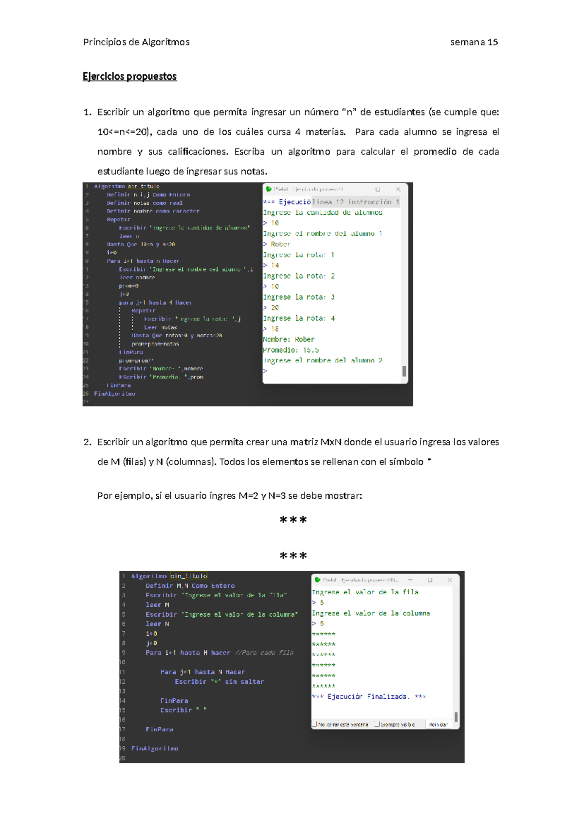 Semana 15 Principios de Algoritmos - Principios de Algoritmos semana 15 Ejercicios propuestos ...