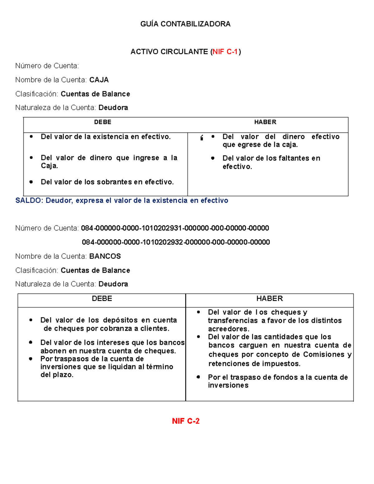 GUIA Contabilizadora - GUÍA CONTABILIZADORA ACTIVO CIRCULANTE (NIF C-1 ...
