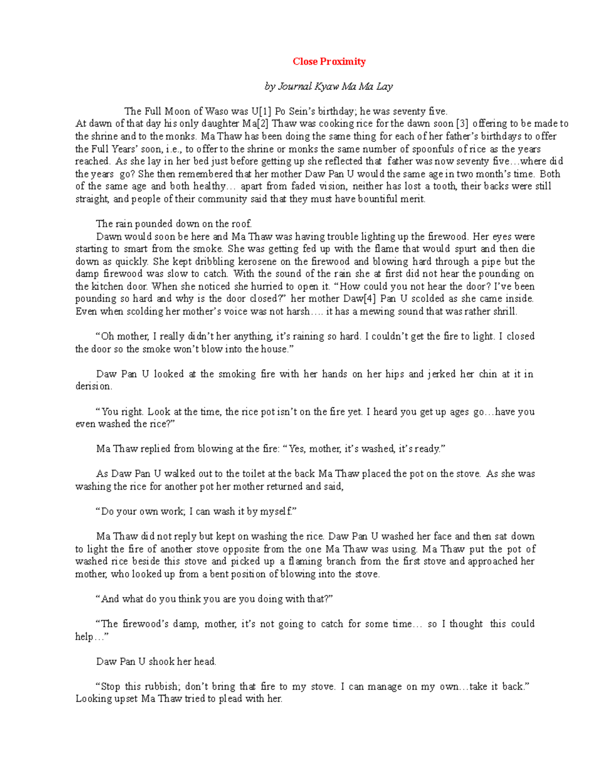 Close Proximity - Story - Close Proximity by Journal Kyaw Ma Ma Lay The ...