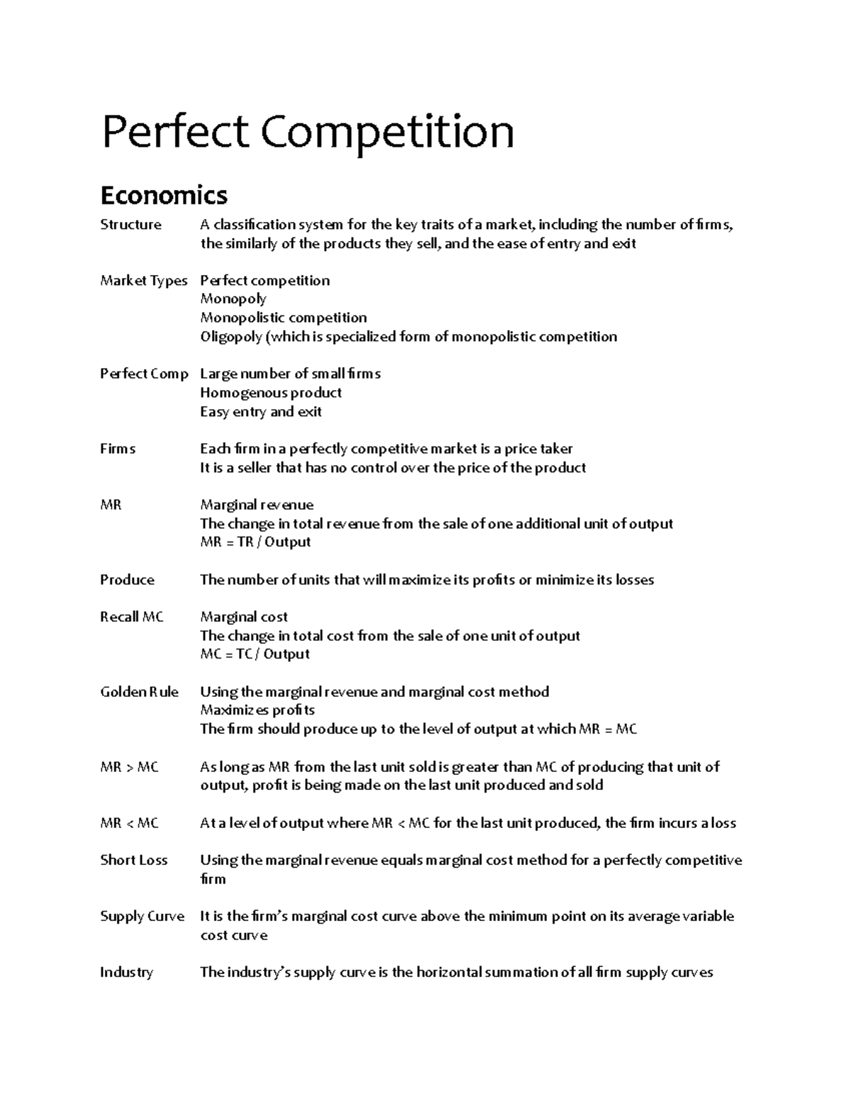 Perfect Competition in Economics - Perfect Competition Economics ...