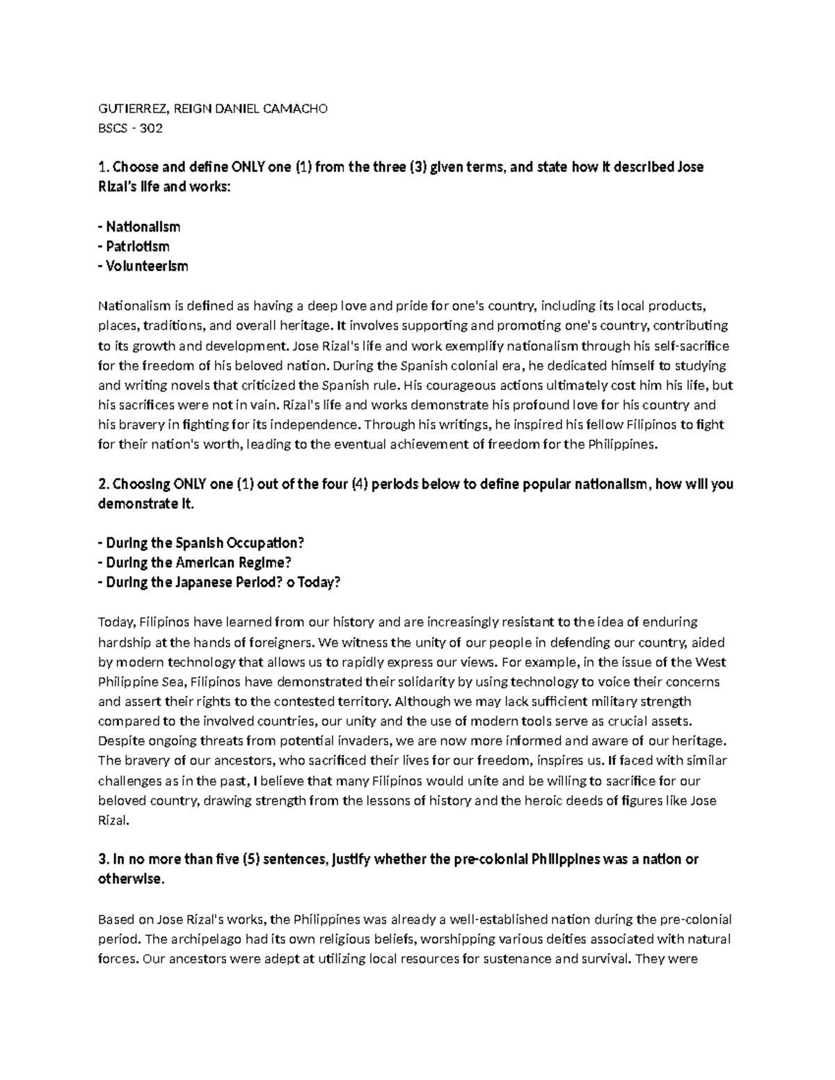 02 Quiz 1 Gutierrez BSCS - 302 - GUTIERREZ, REIGN DANIEL CAMACHO BSCS - 302 Choose and define ...