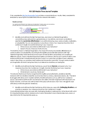 PSY 328 Module One Journal Template - PSY 328 Module One Journal ...