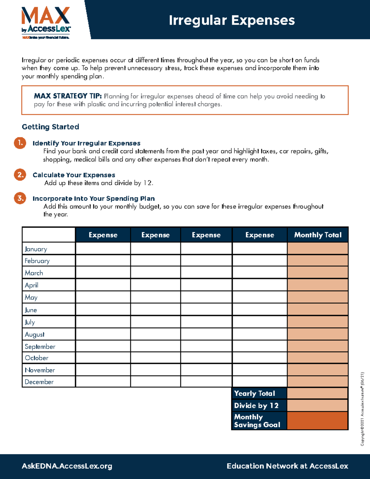 Irregular Expenses - n/a - AskEDNA.AccessLex Education Network at ...