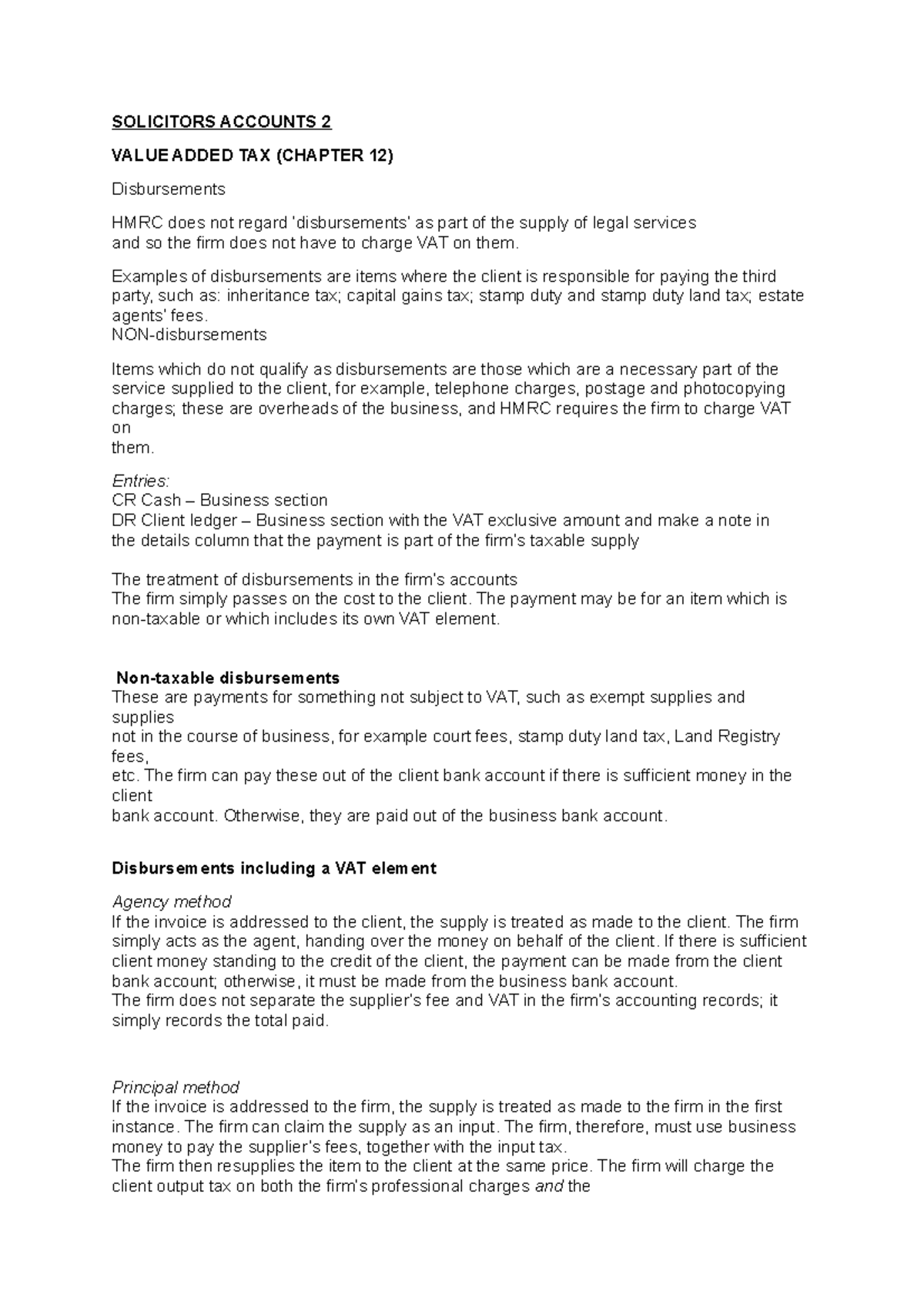 Solicitors Accounts 2 Note - SOLICITORS ACCOUNTS 2 VALUE ADDED TAX ...