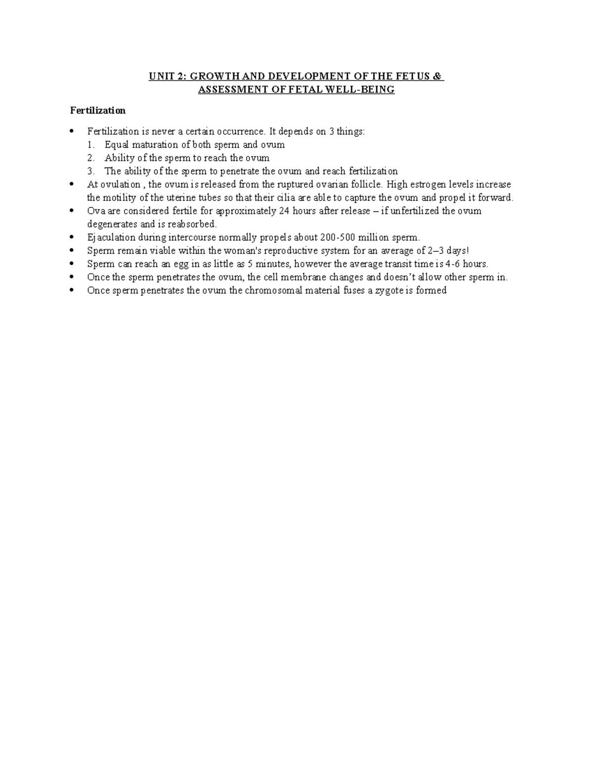 UNIT 2 MAT - unit two of maternity nursing lecture - UNIT 2: GROWTH AND ...