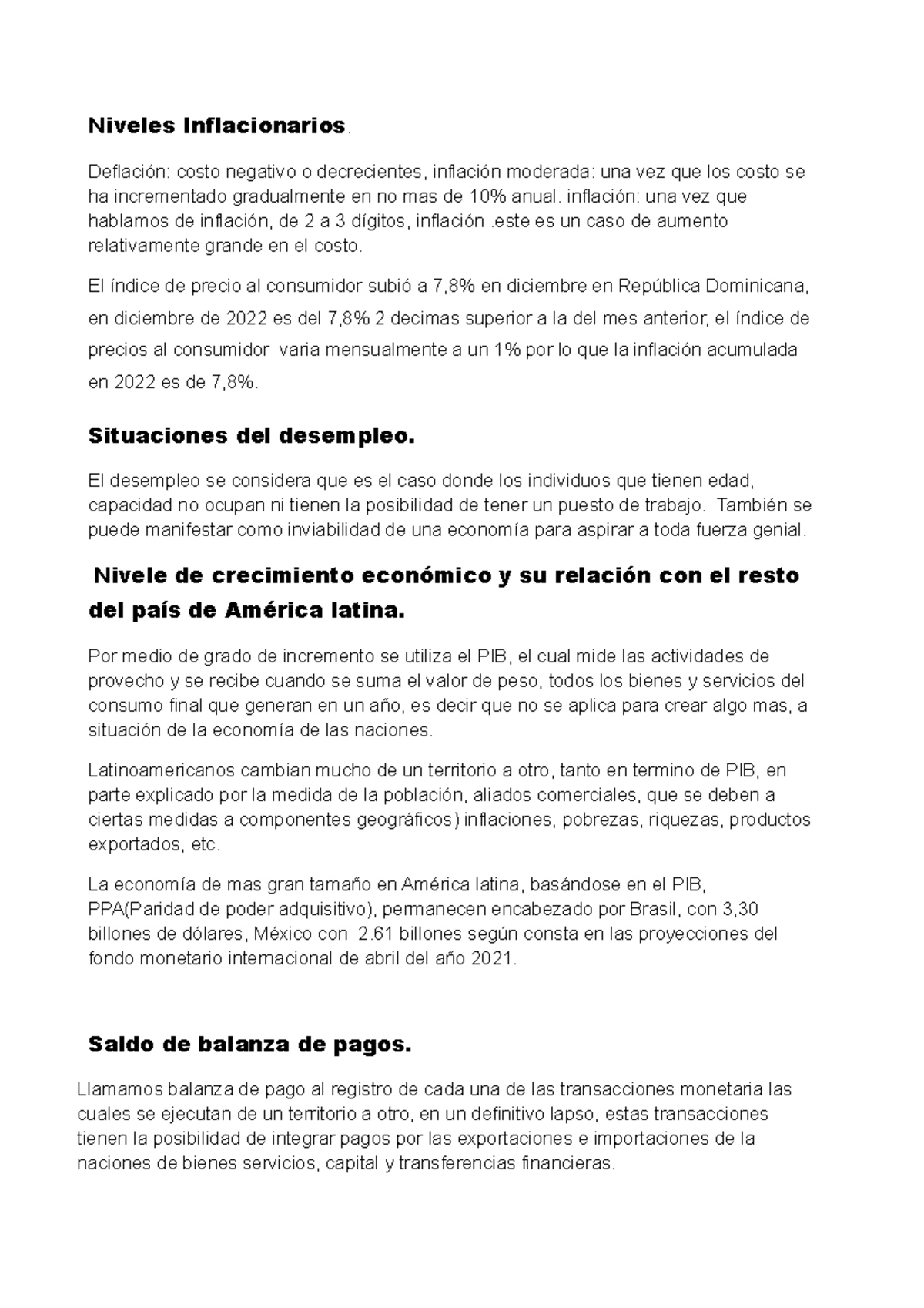 Niveles Inflacionarios 1 - Deflación: costo negativo o decrecientes ...