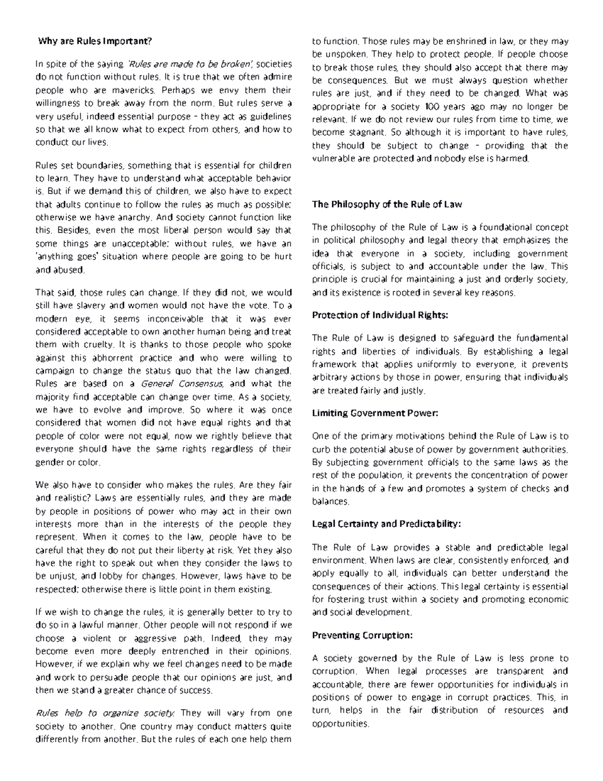 Rules and The Rule of Law - ECE Laws, Contracts, and Ethics - Studocu