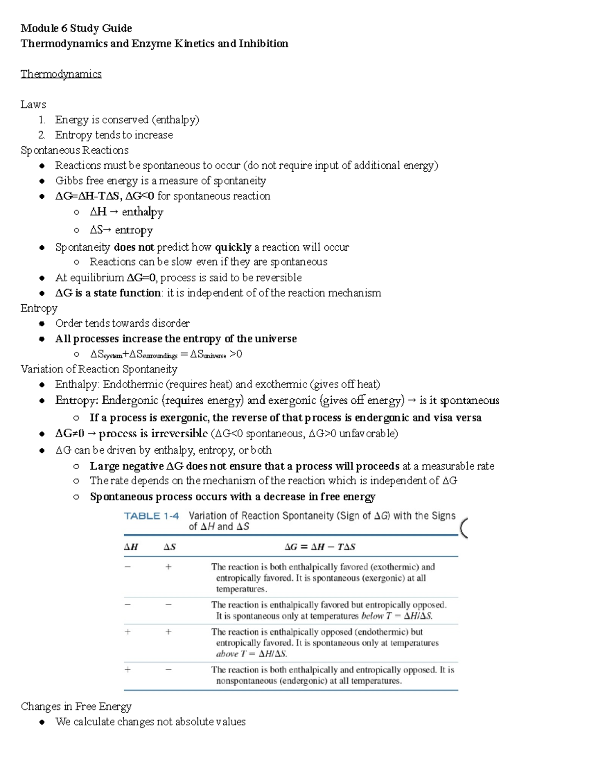 Module 6 Study Guide - Module 6 Study Guide Thermodynamics and Enzyme ...