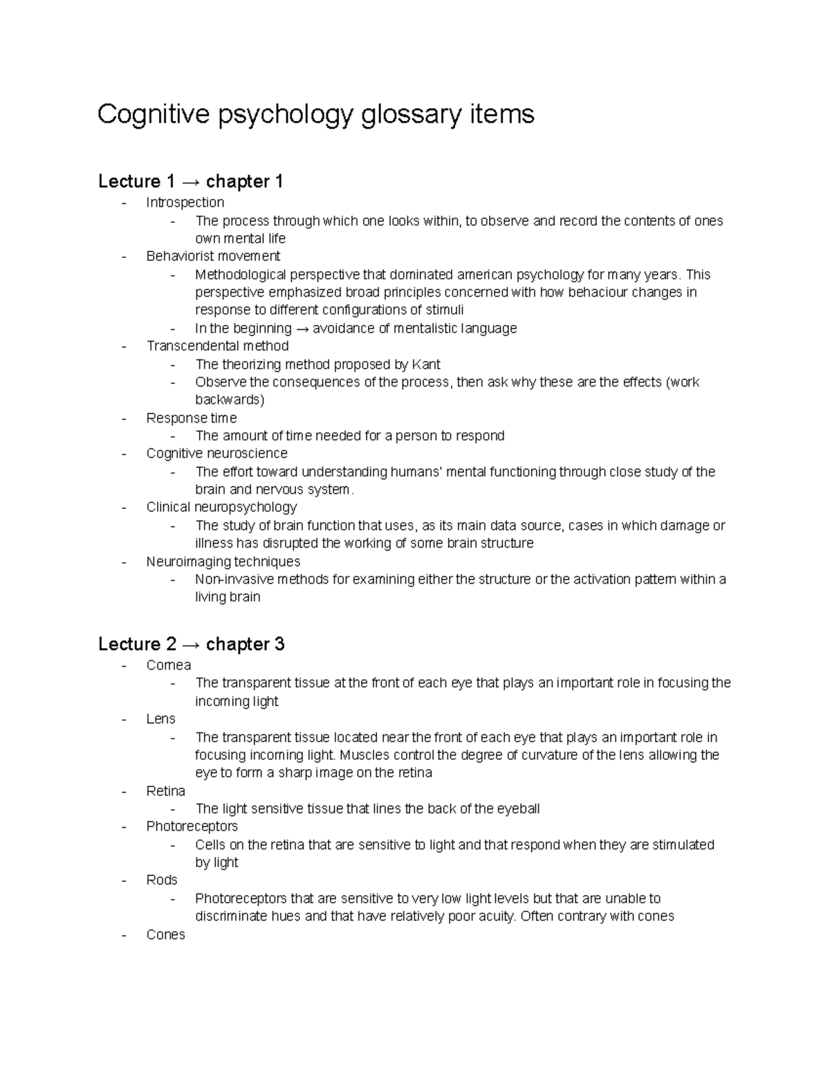 Cognitive psychology glossary items - Cognitive psychology glossary ...