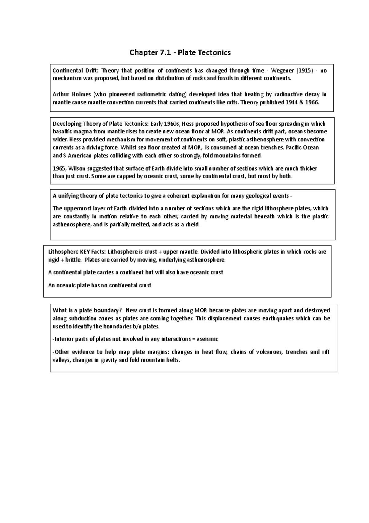 CH7 - Plate Tectonics - wjec/eduqas geology - Chapter 7 - Plate ...