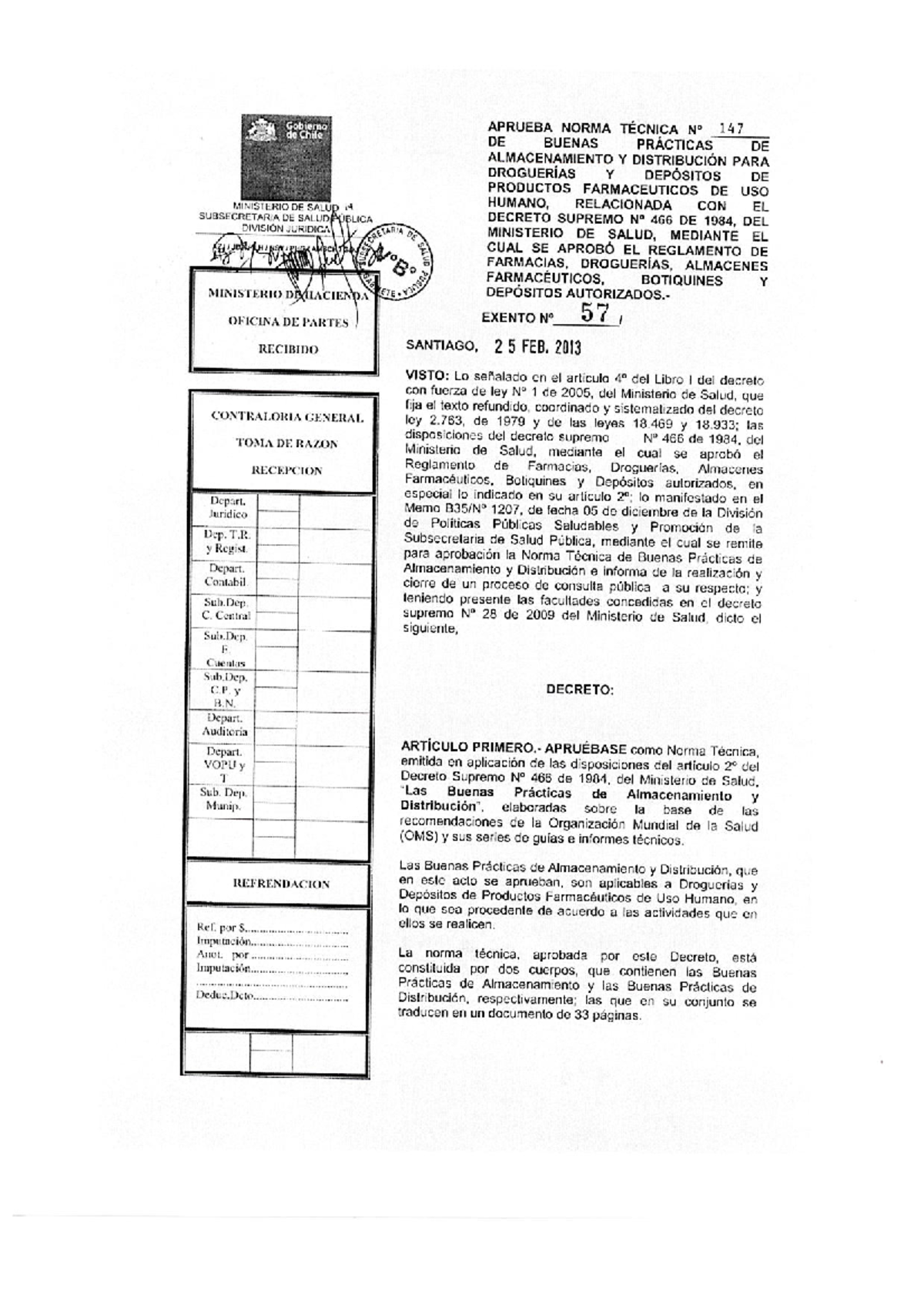 Norma Tecnica 147 Almacenamiento Y Distribucion - odontologia - Studocu