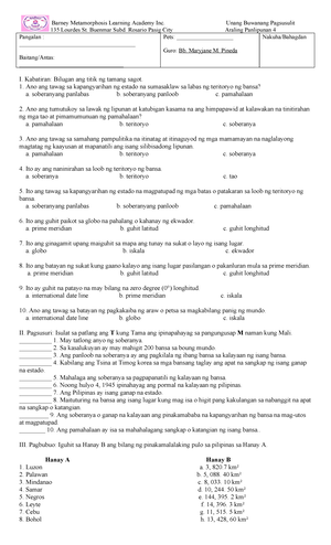 3rd Monthly Test in English 5 - May 30, 2024 #065 Phase 1 blck 2 Villa ...