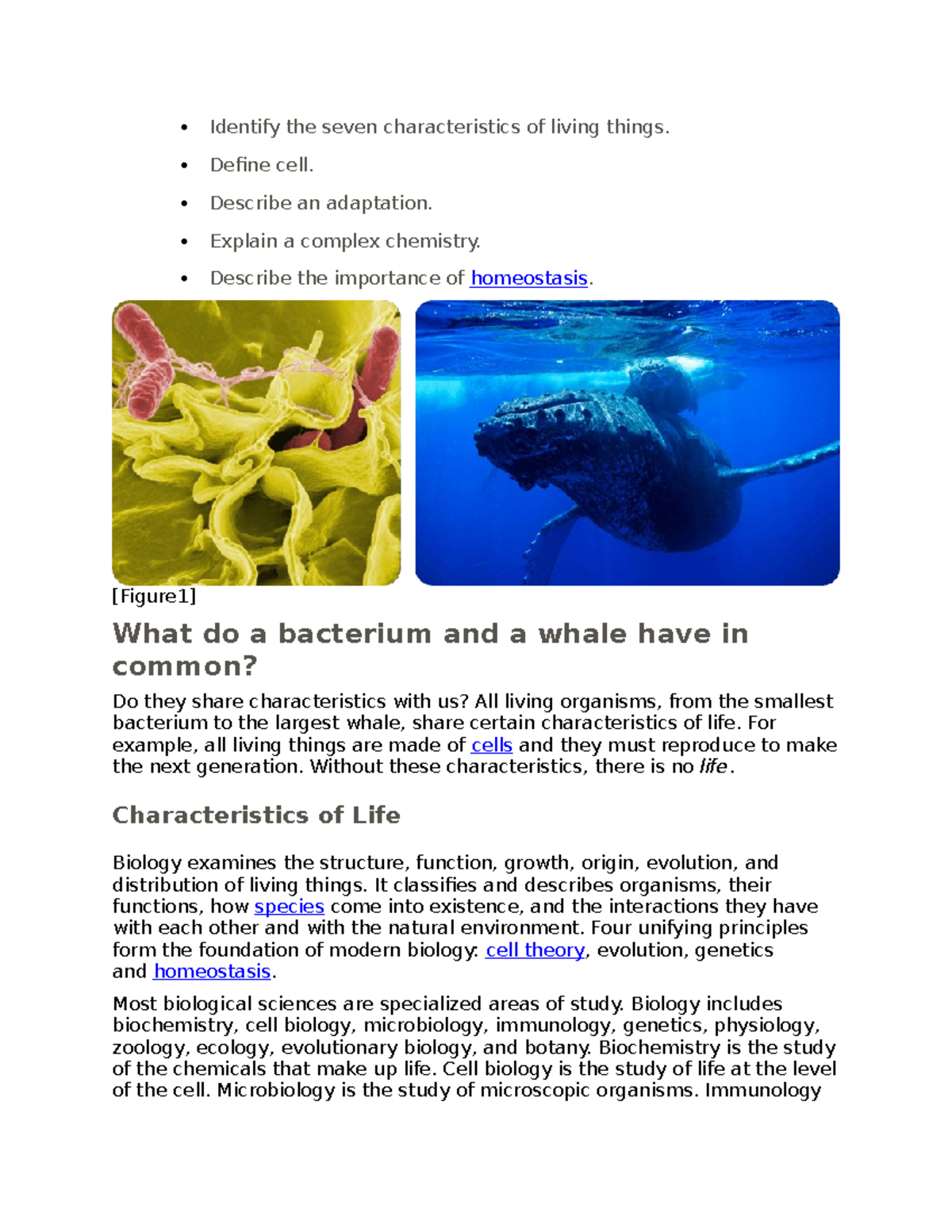 Biology study guide part 3 - Identify the seven characteristics of ...