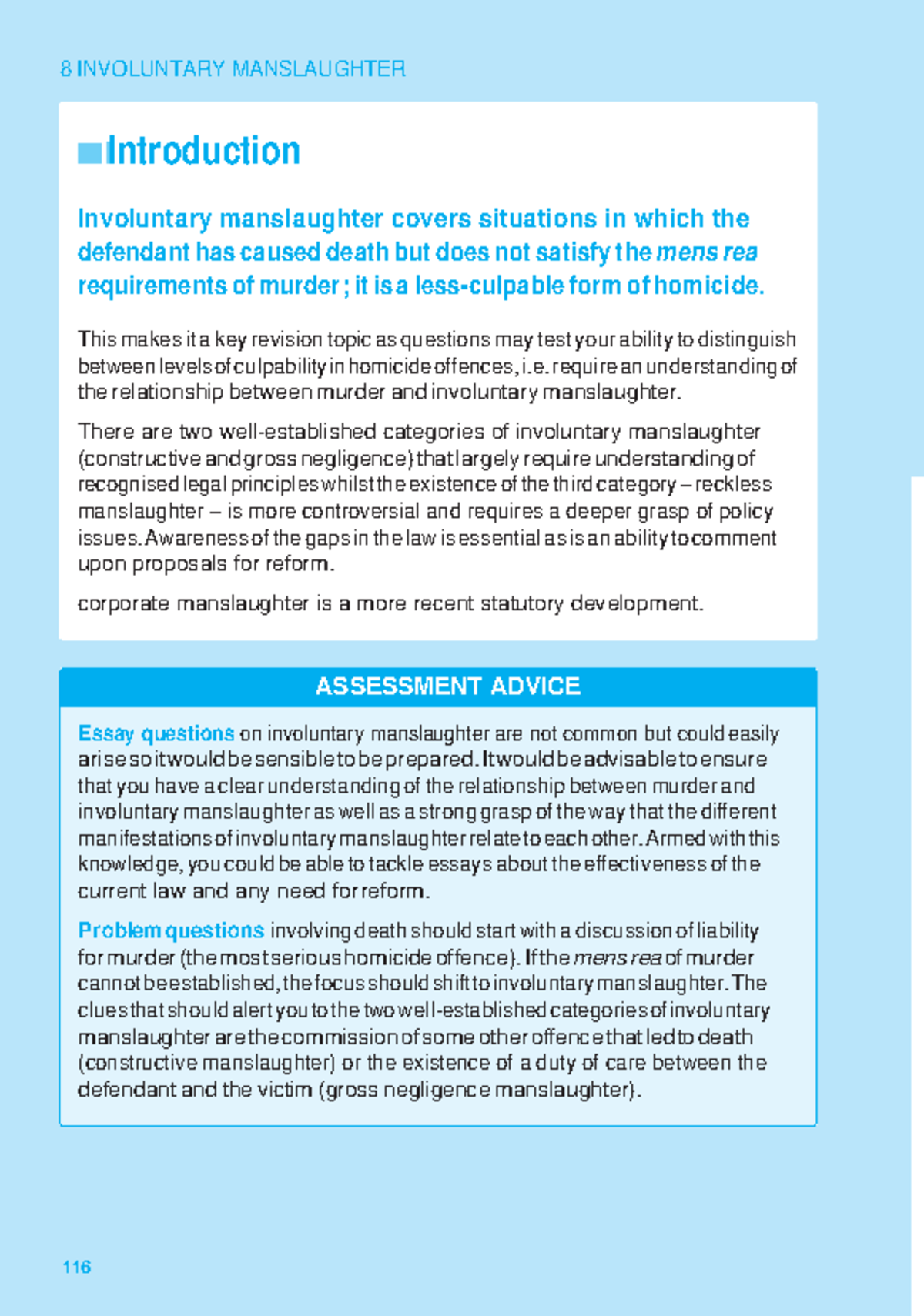 Constructive manslaughter notes - 8 INVOLUNTARY MANSLAUGHTER ...