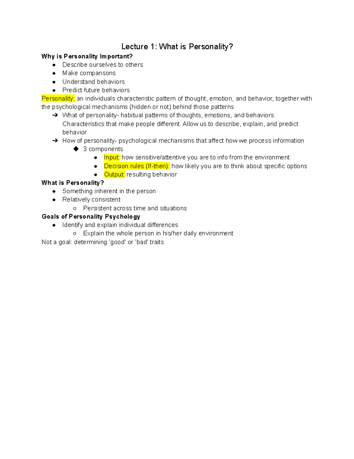 Lecture 1 What Is Personality Lecture 1 What Is Personality Why Is
