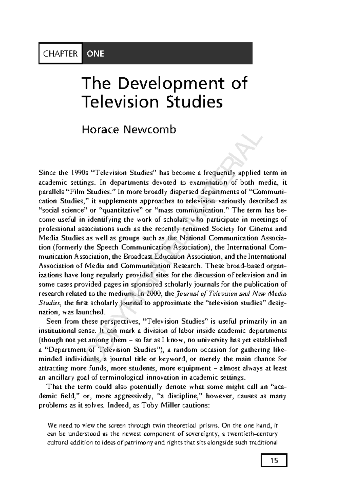 9781405198776 - The Development of Television Studies CHAPTER ONE The ...