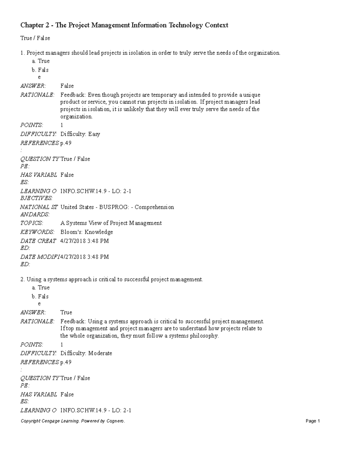 Chapter 2 The Project Management Information Technology Context - True ...