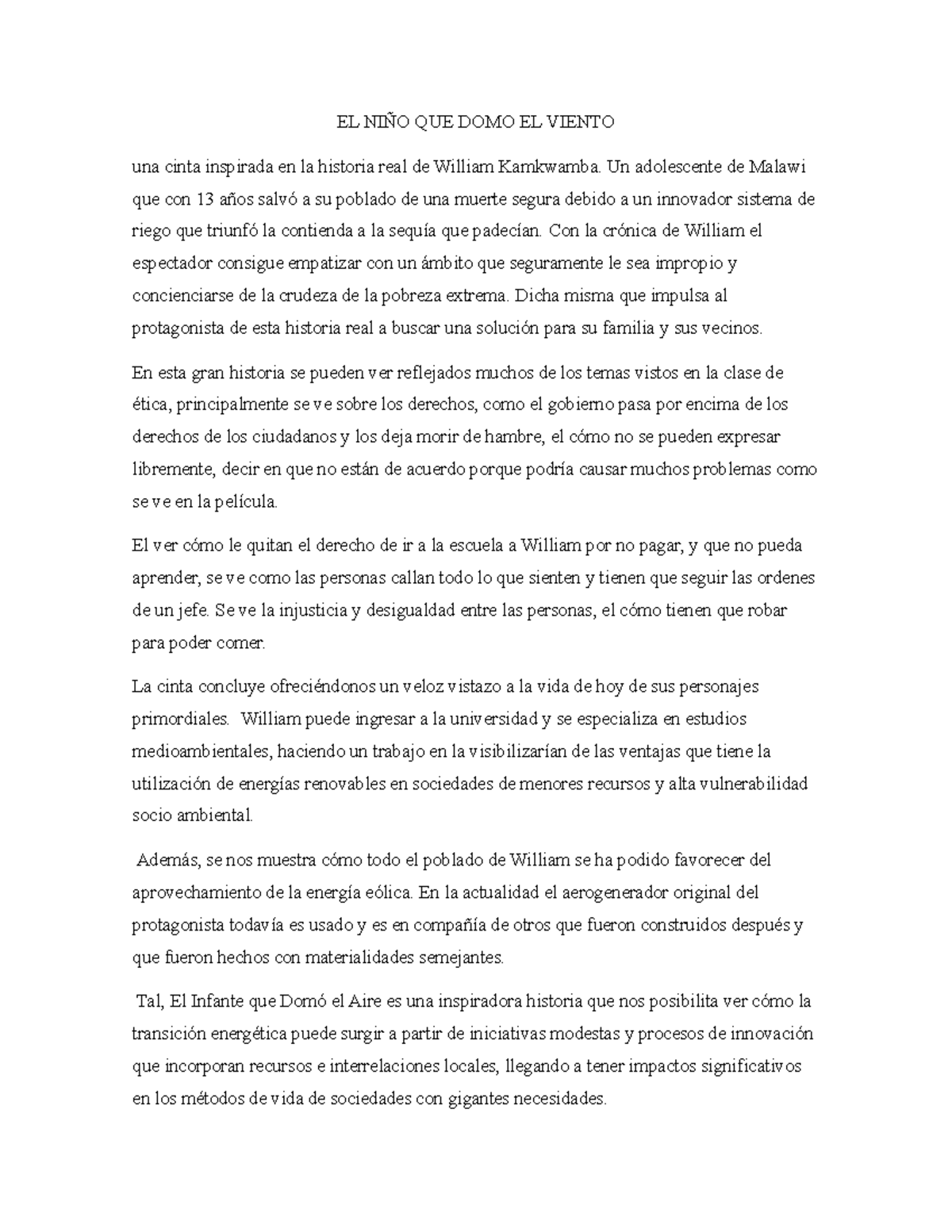 EL NIÑO QUE DOMO EL Viento - EL NIÑO QUE DOMO EL VIENTO una cinta ...