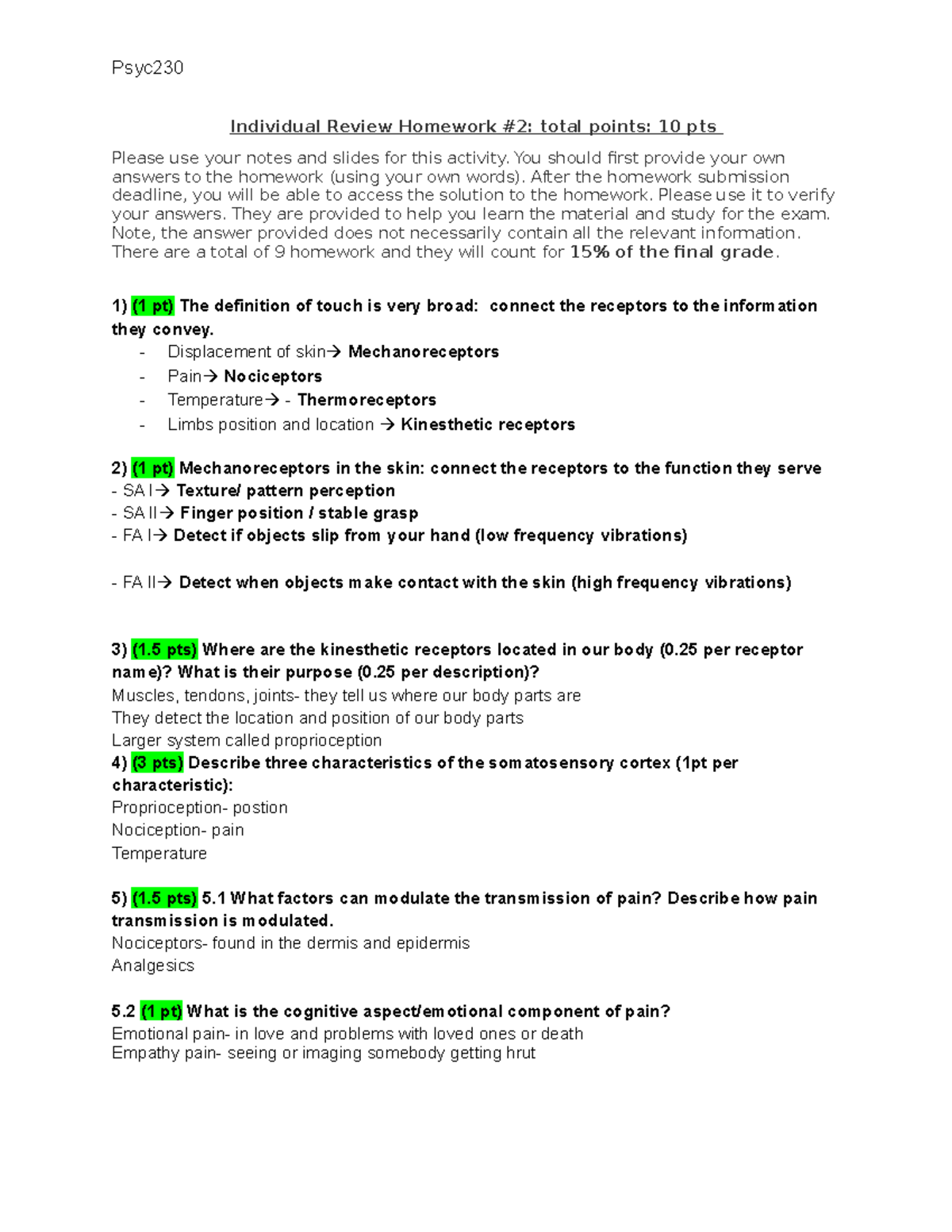 Individual Review Homework #2 - PSYC 230 - Illinois - Studocu