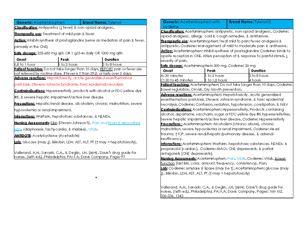 Med cards starting with A PDF-1 - Generic: Acetaminophen Brand Name ...
