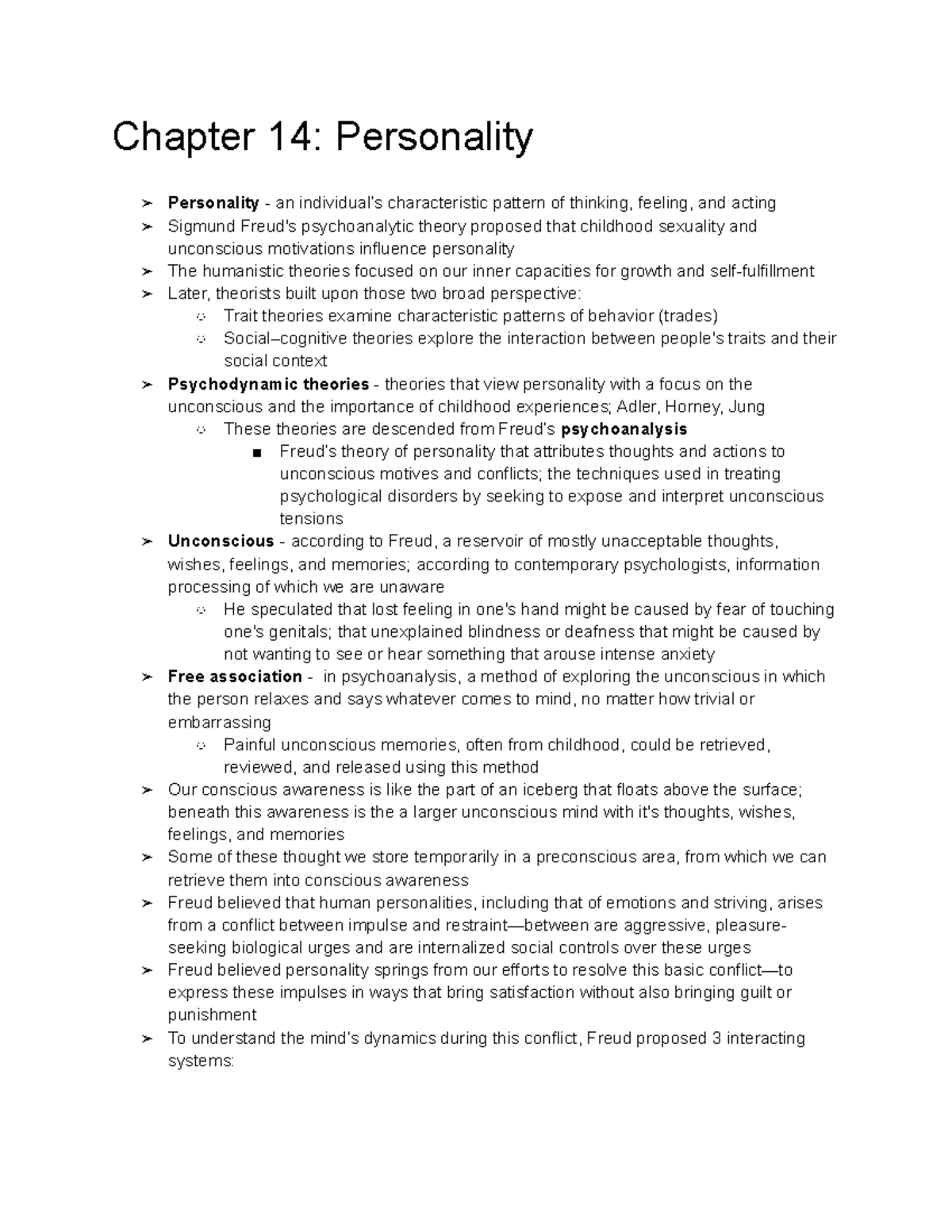 Psych 102 Ch. 14-16 Craig - Chapter 14: Personality Personality - an ...