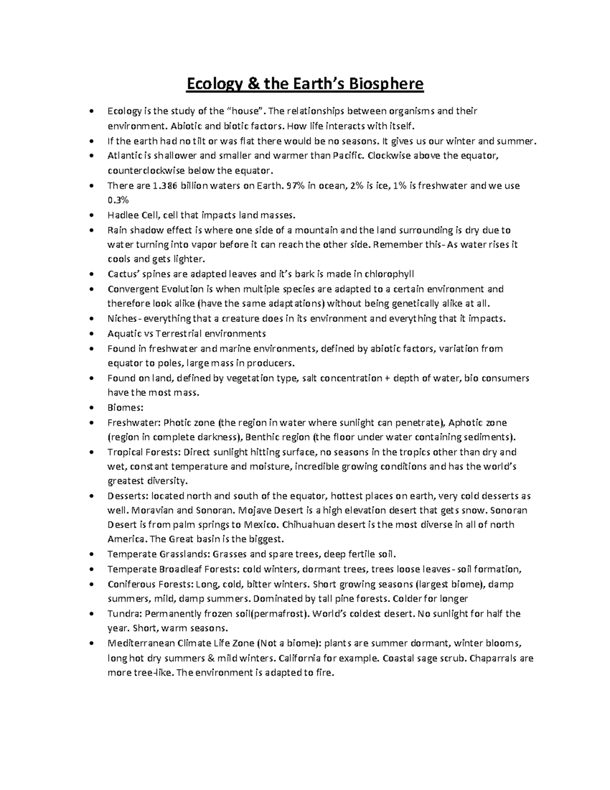 Ecology+Earth's Biosphere - Ecology & the Earth’s Biosphere Ecology is ...