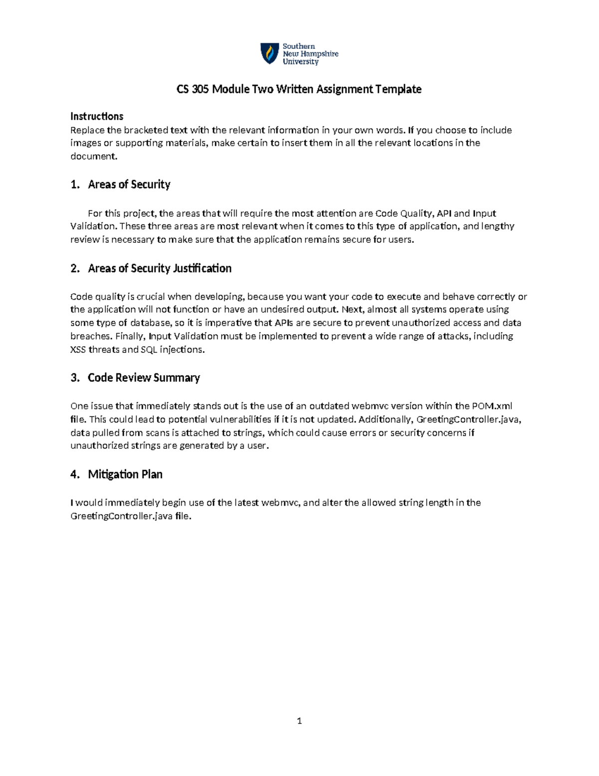 CS 305 Module Two Written Assignment - If you choose to include images ...