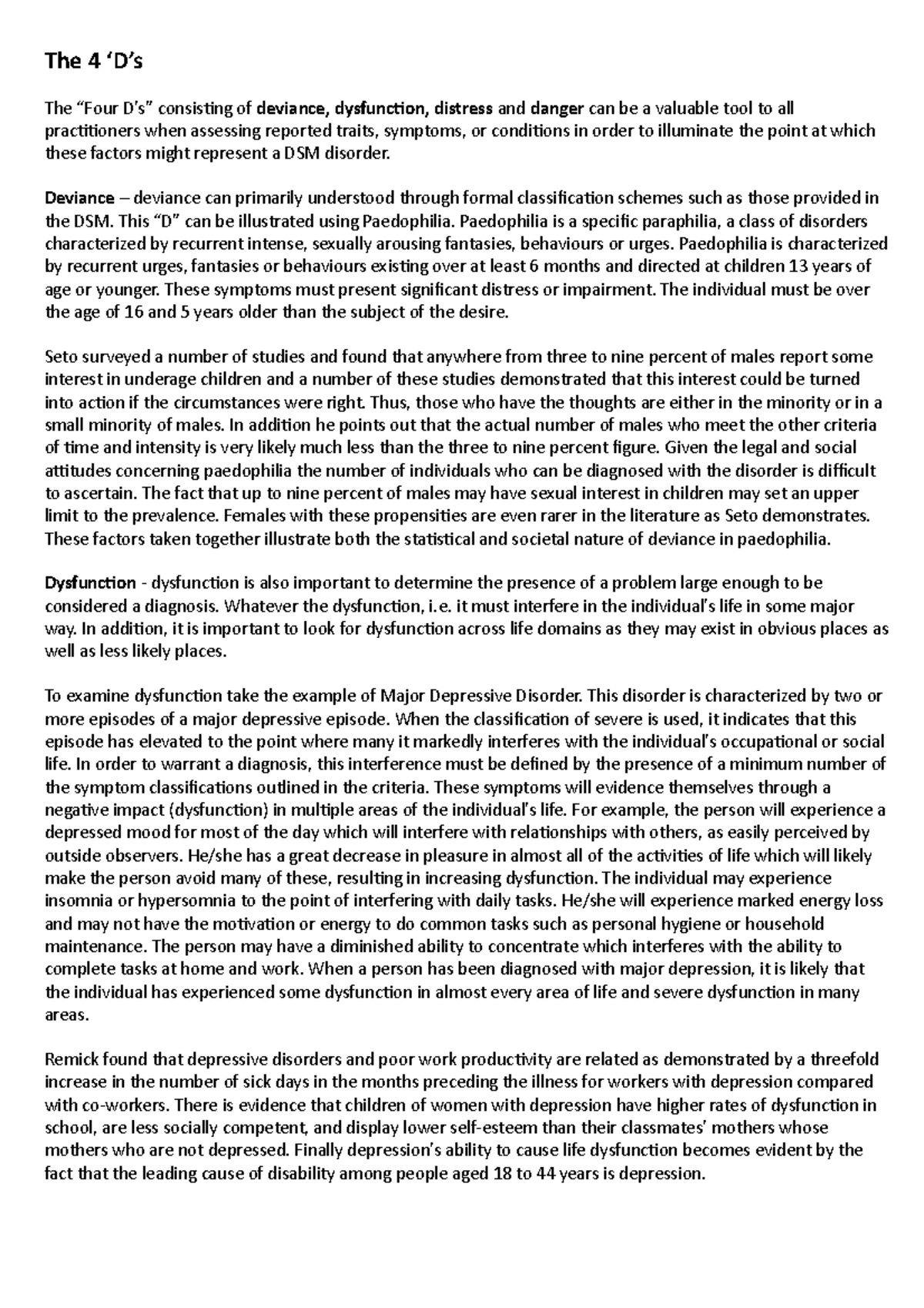 The 4 Ds summary and work sheets - The 4 ‘D’s The “Four D’s” consisting ...