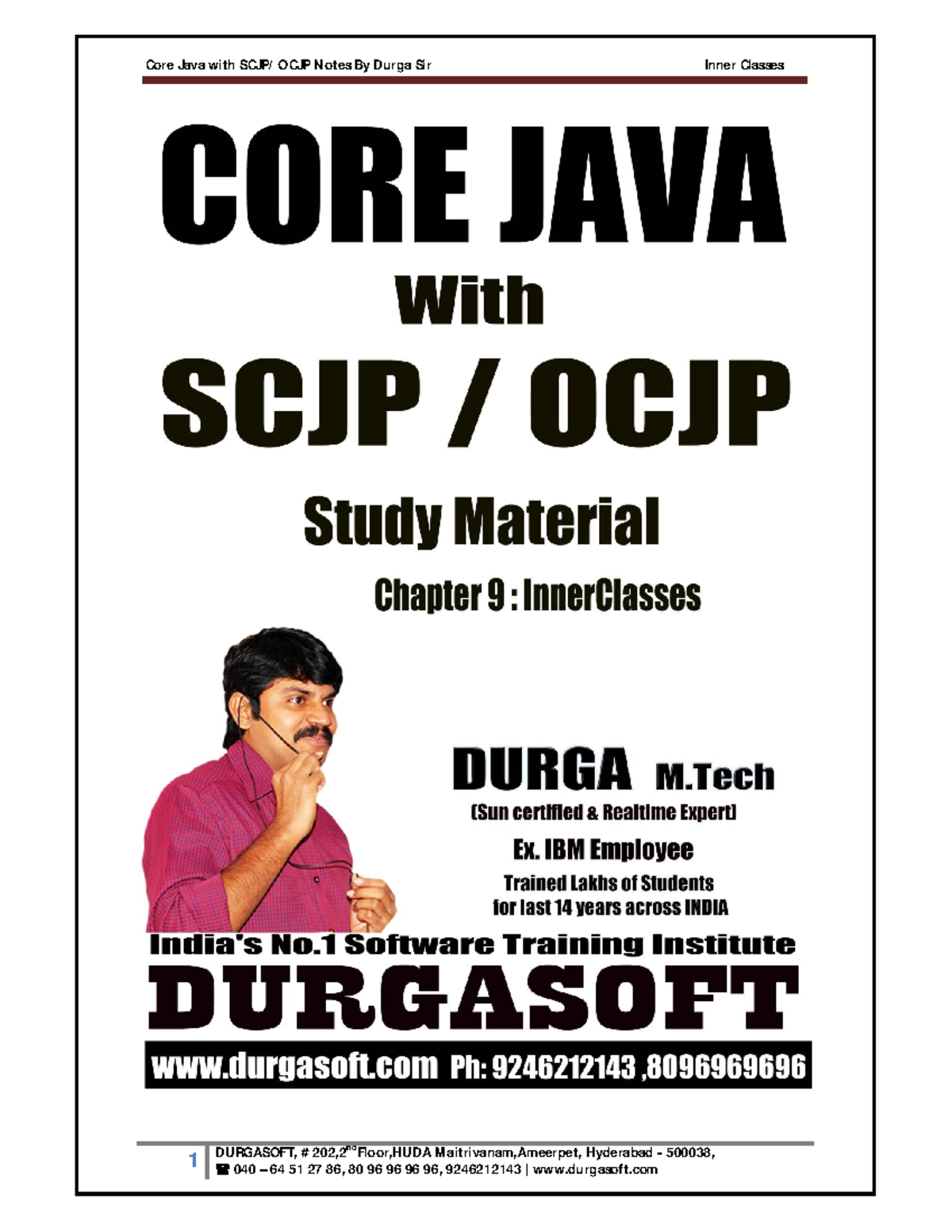 Pdfcoffee - CSE JAVA NOTES OF KS - 1 DURGASOFT, # 202,2ndFloor,HUDA ...