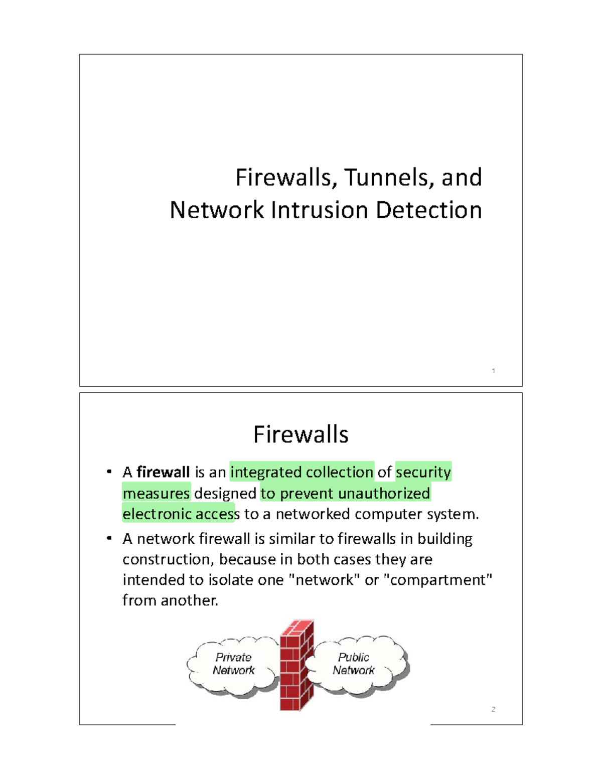 Ch06-Firewalls - This is from the computer security course - Firewalls, Tunnels, and Network ...