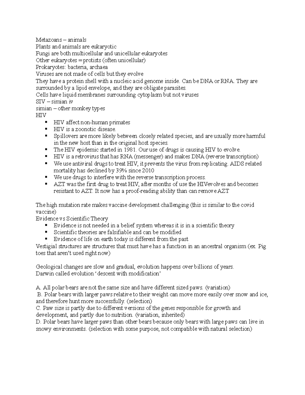 Biology Class 2 - Lecture notes - Metazoans – animals Plants and ...