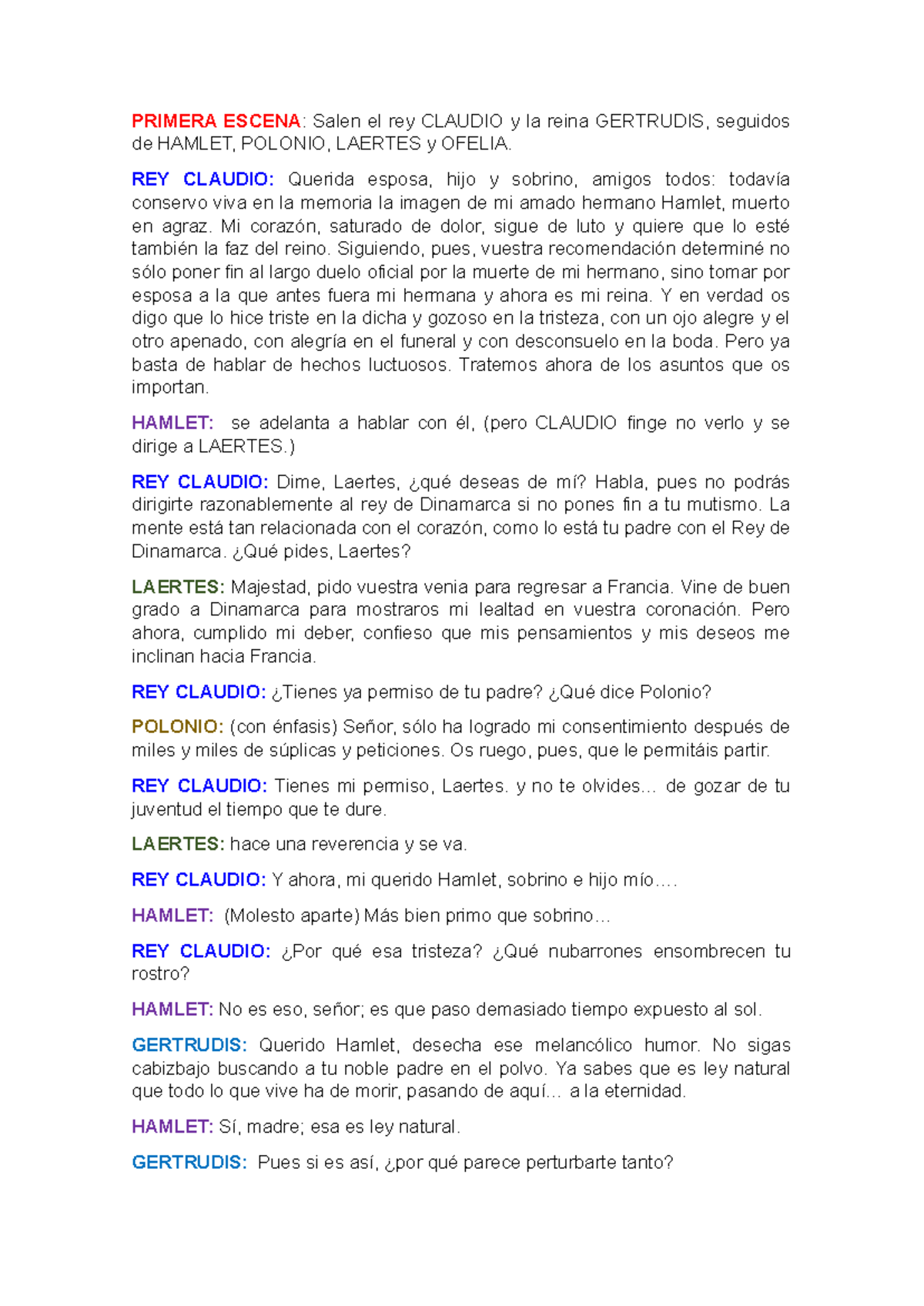 Hamlet Original - PRIMERA ESCENA: Salen el rey CLAUDIO y la reina ...