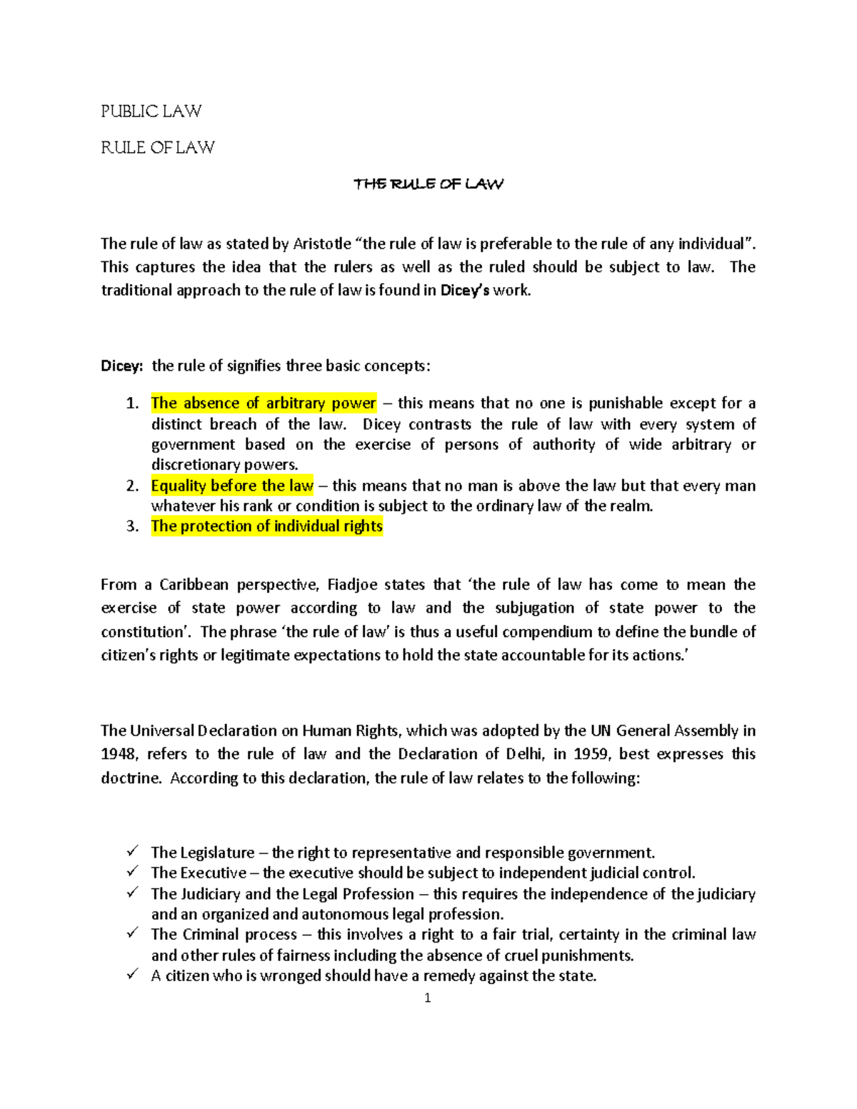 Concept of the Rule of Law - Public Law Rule of Law THE RULE OF LAW The ...