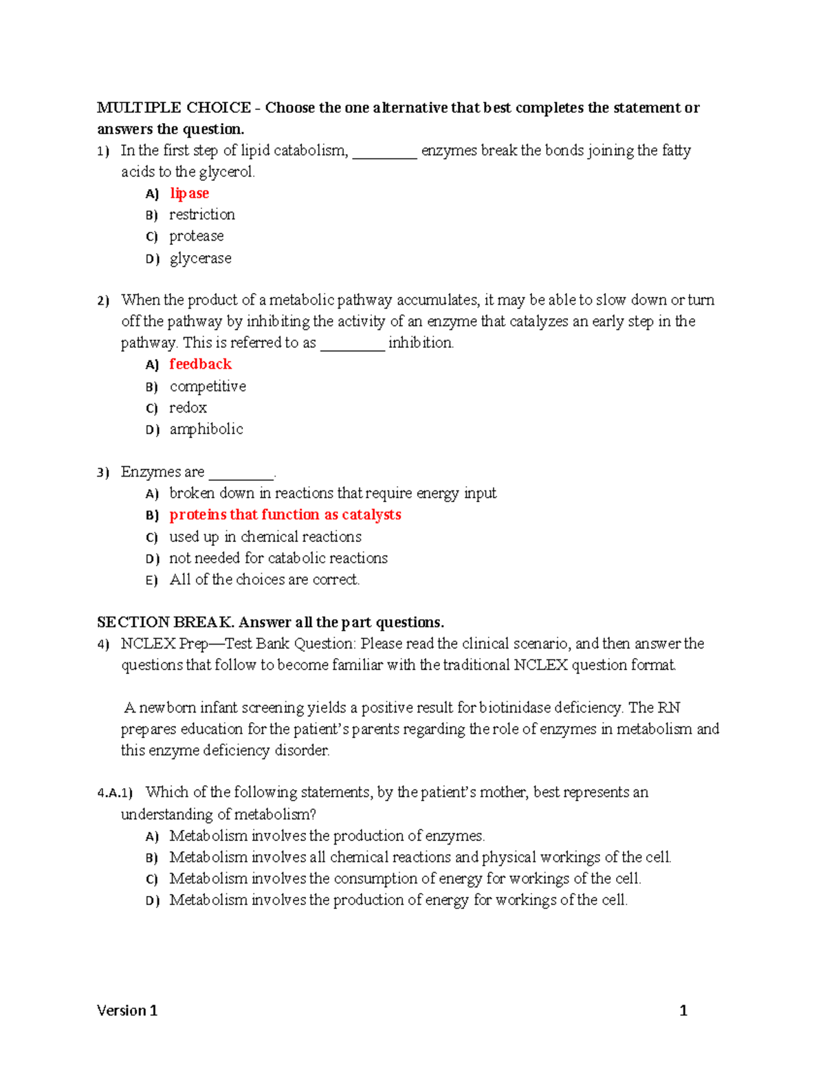 Microbio Ch7 Assignment version 1 - MULTIPLE CHOICE - Choose the one ...