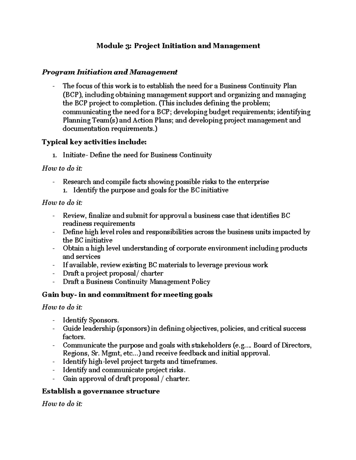 Module 3- Project Initiation and Management - Module 3: Project ...