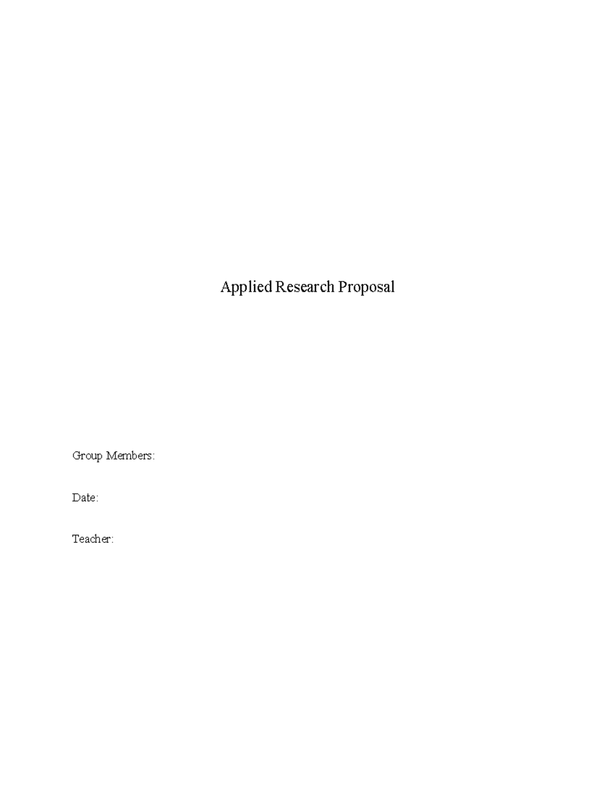 Applied Research (REB Document Example) - Applied Research Proposal ...