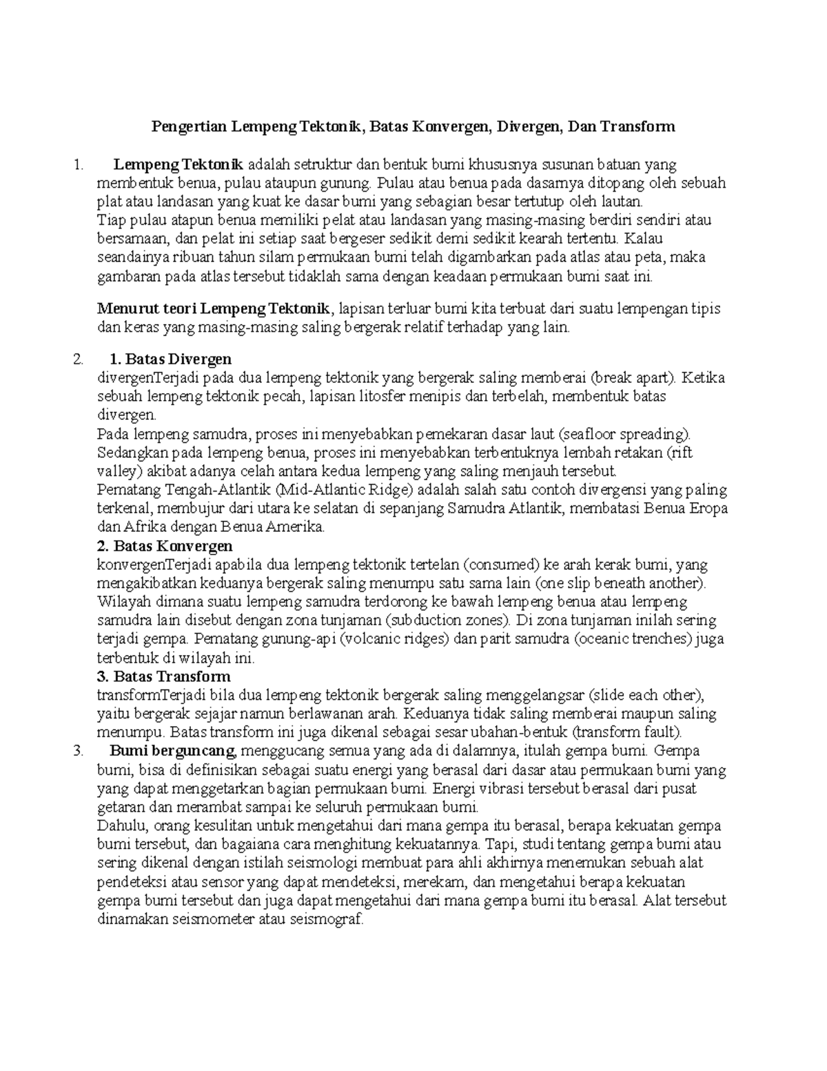 Pengertian lempeng tektonik - Pulau atau benua pada dasarnya ditopang ...