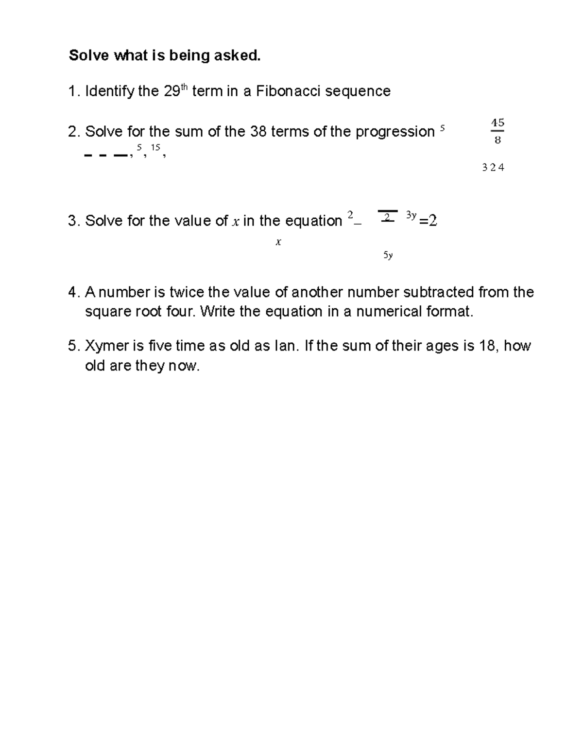 Mmw quiz - Math in modern world practice material - Solve what is being ...