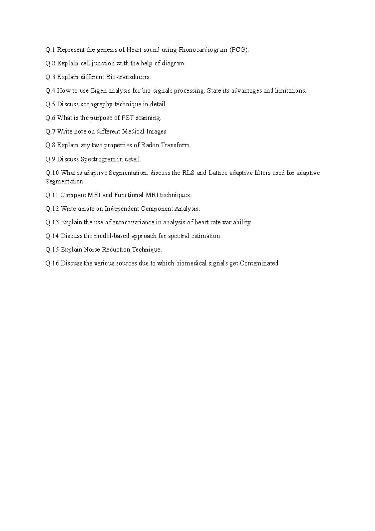 BSP QP - Biomedical signal processing qp - Q Represent the genesis of Heart sound using - Studocu