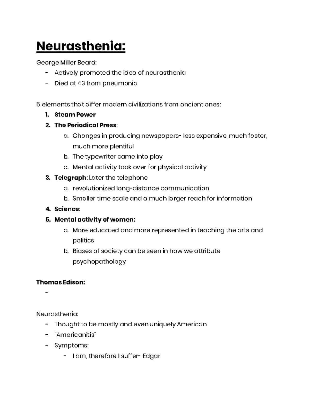 Slideshow 1 Weeks 1&2 - Neurasthenia: George Miller Beard: - Actively ...