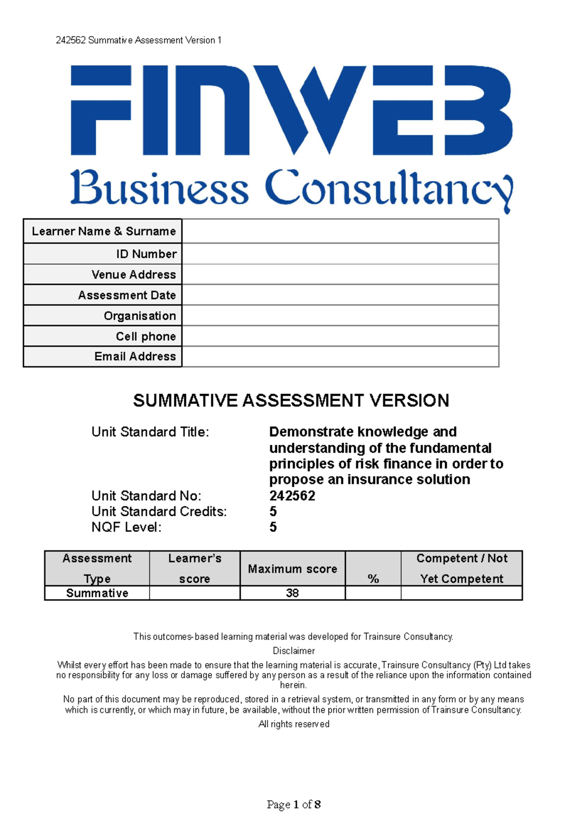 Completed - sp1 wms3 summative assessment 242562 v1 - Learner Name ...