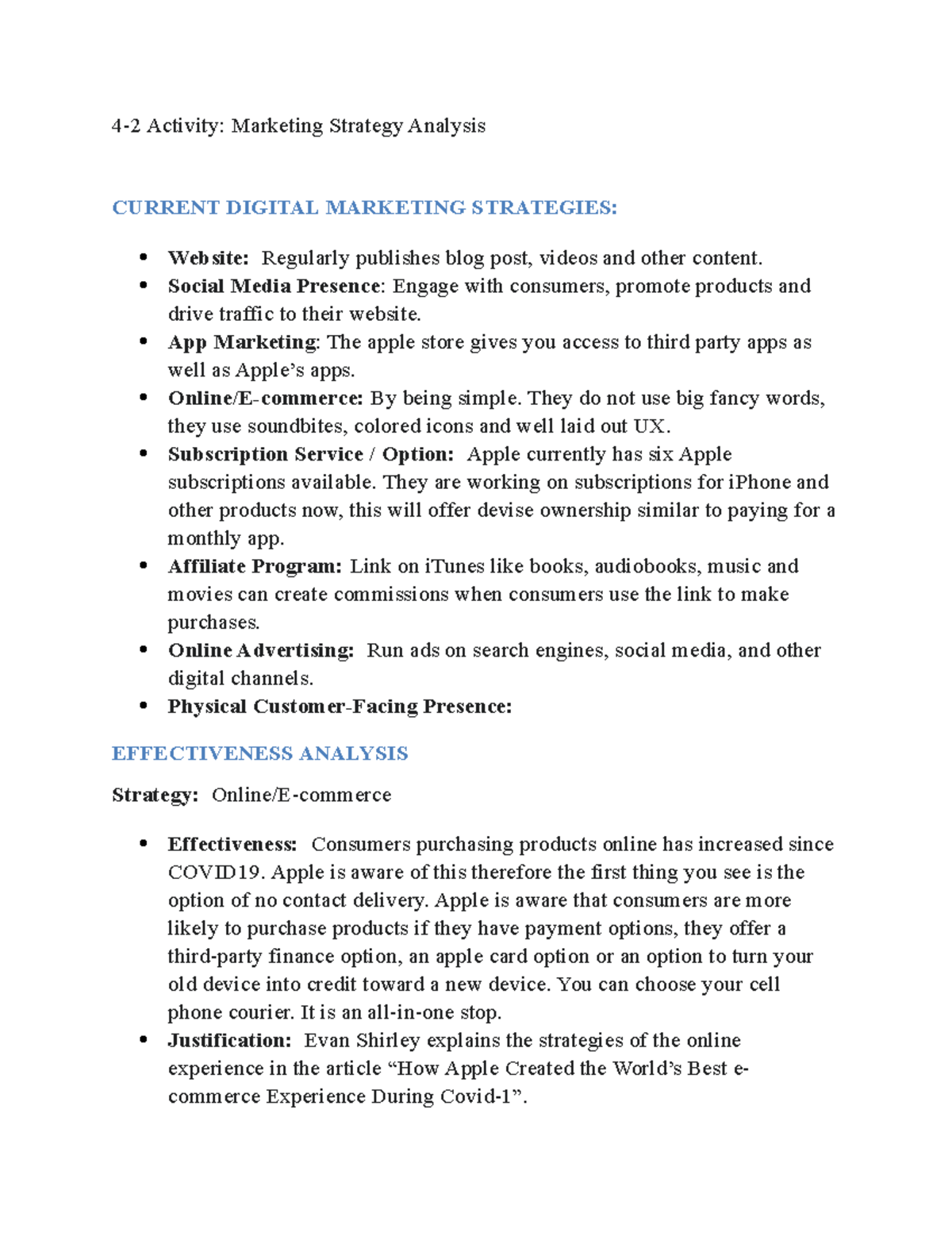 MKT 225 4-2 Activity Marketing Strategy Analysis - 4-2 Activity ...