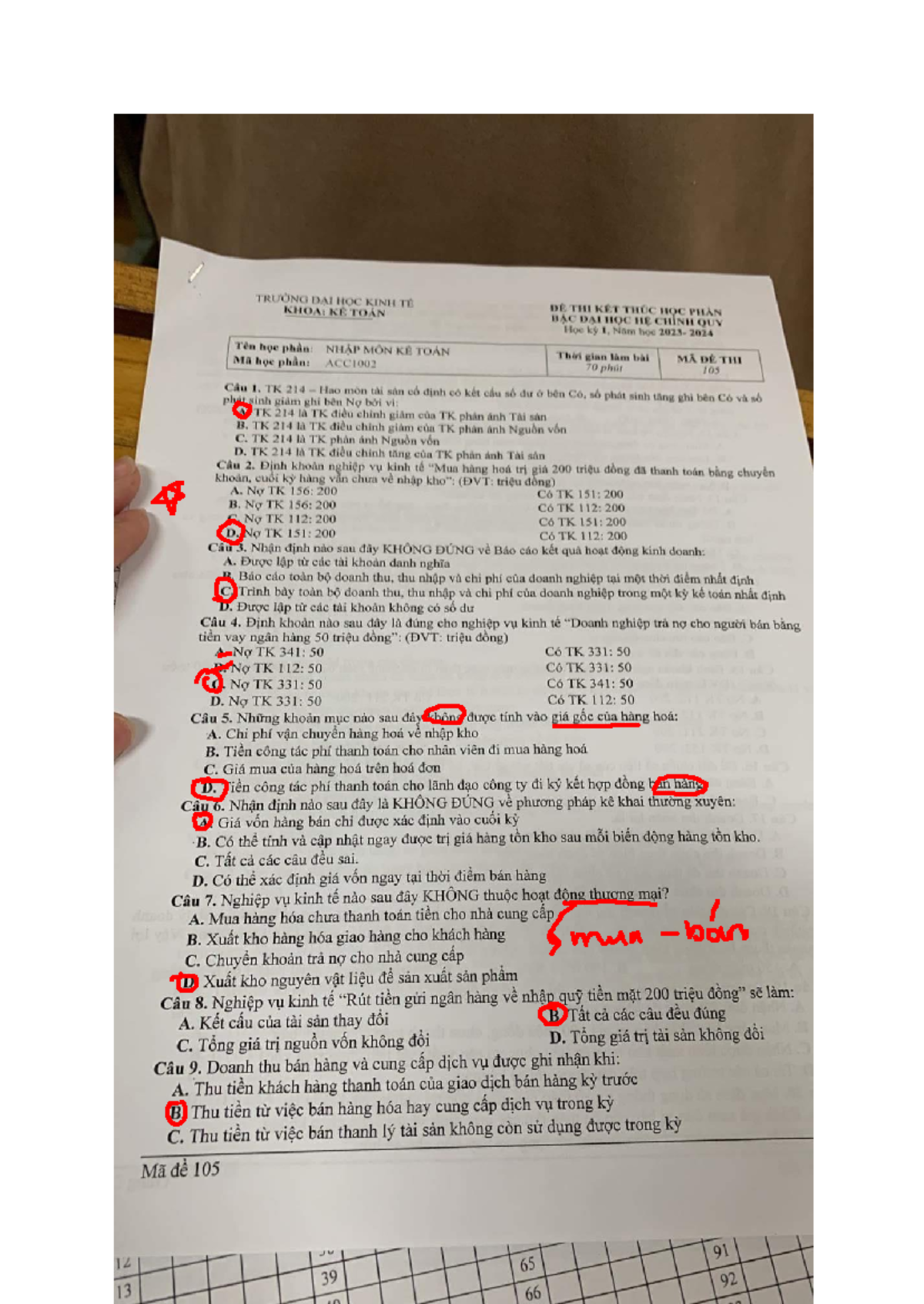 ĐỀ-NMKT [ MAIN] - TRUONG DAI HOC KINH TE DE THE KET THUC HQC PHAN KHOA KE TOAN BAC DAI HQC CHINH ...