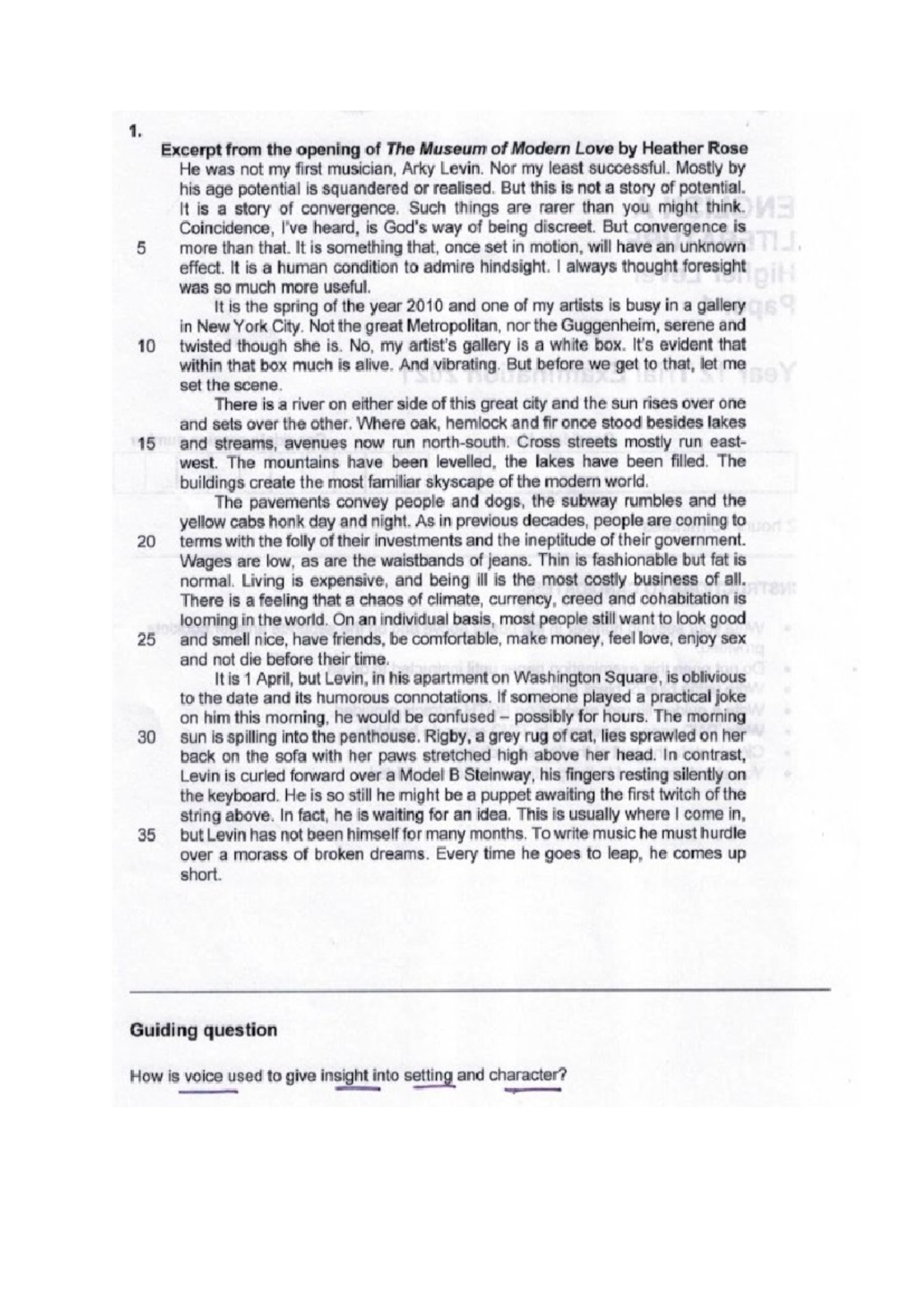 Museum of Modern Love GTA practice text - 1. Excerpt from the opening ...