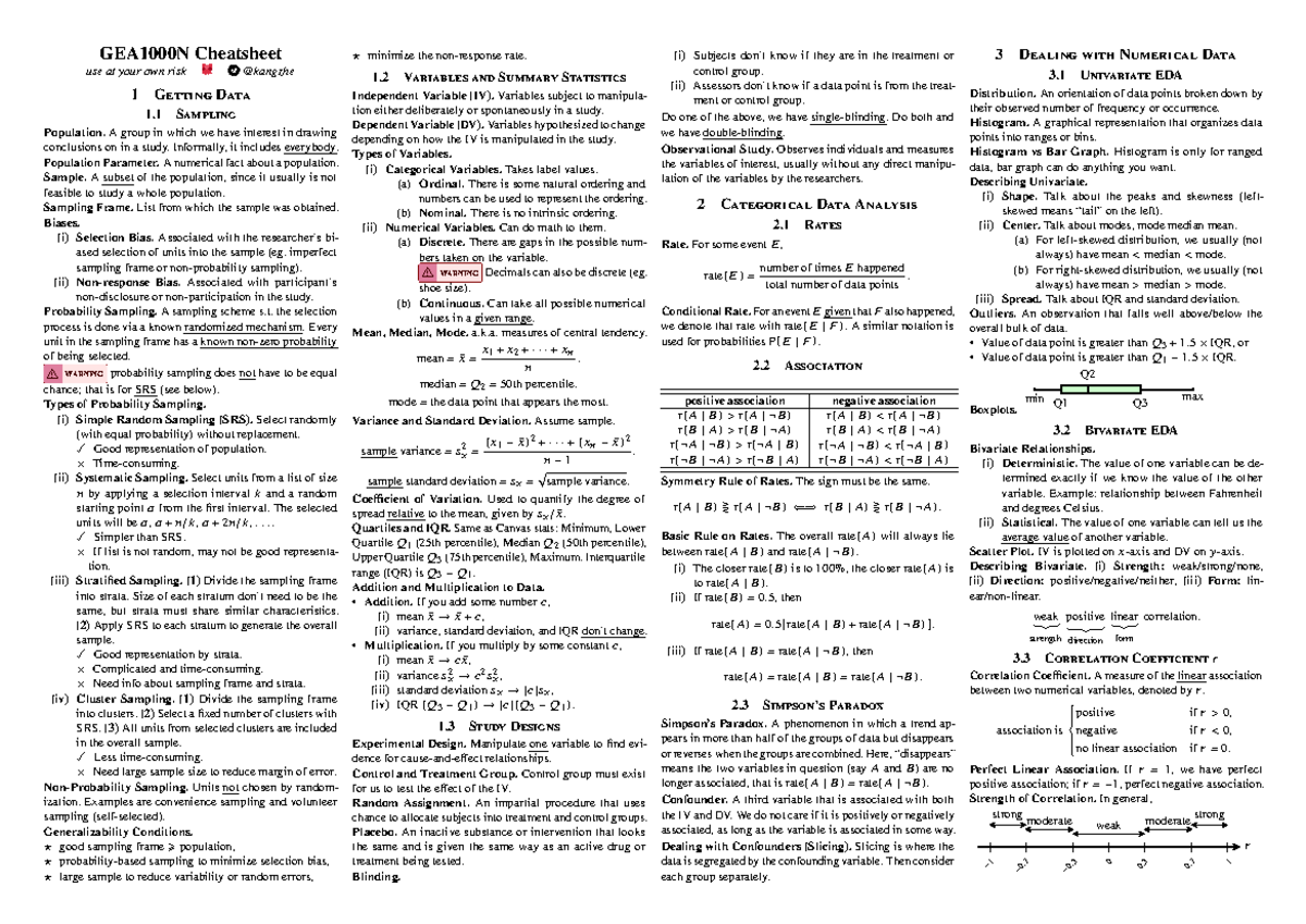 gea1000 cheatsheet - GEA1000N Cheatsheet use at your own risk ￿ @kangzhe 1 G￿￿￿￿￿￿ D￿￿￿ 1 S ...