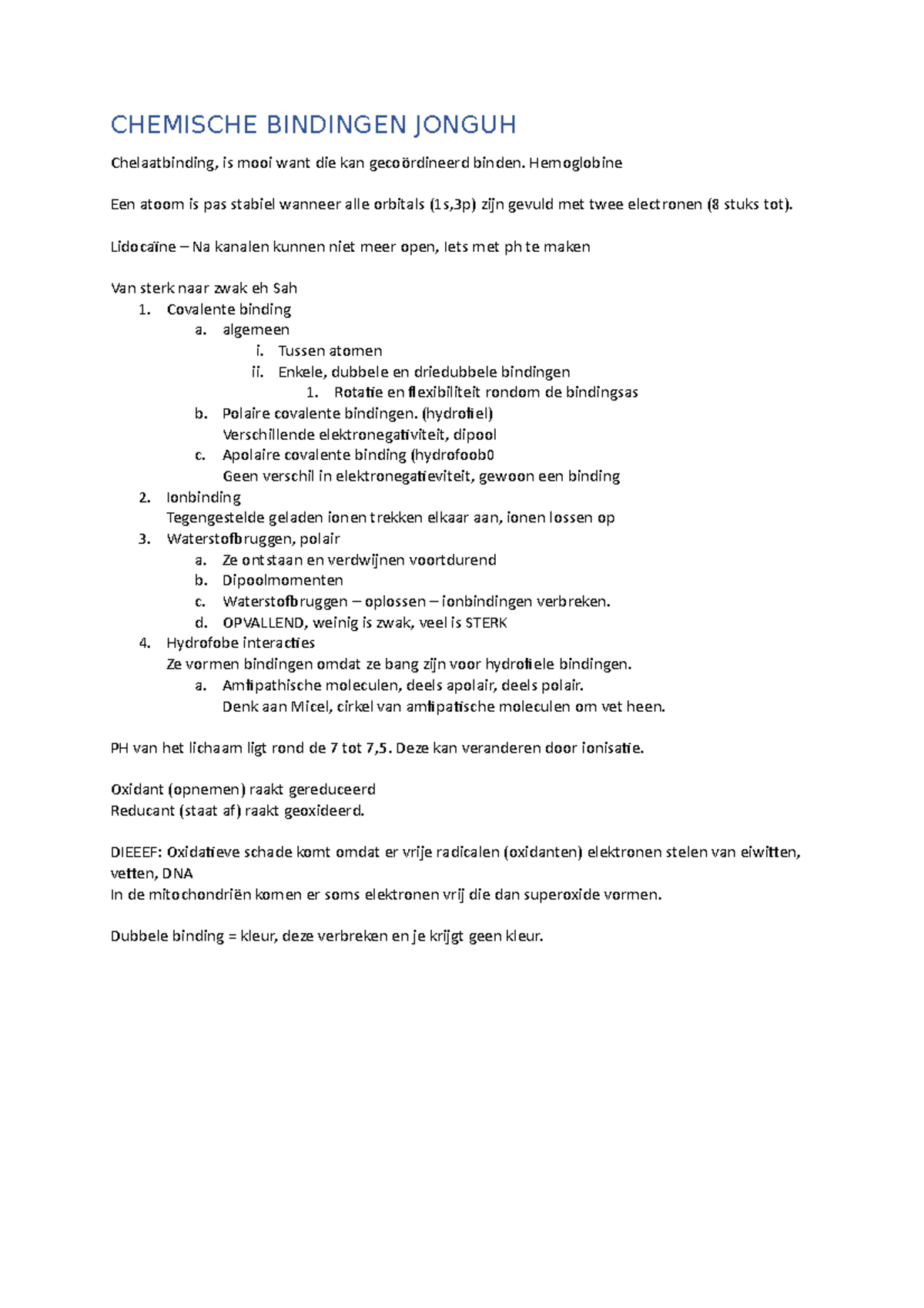 Mooie samenvatting jonguh van beweging - CHEMISCHE BINDINGEN JONGUH ...